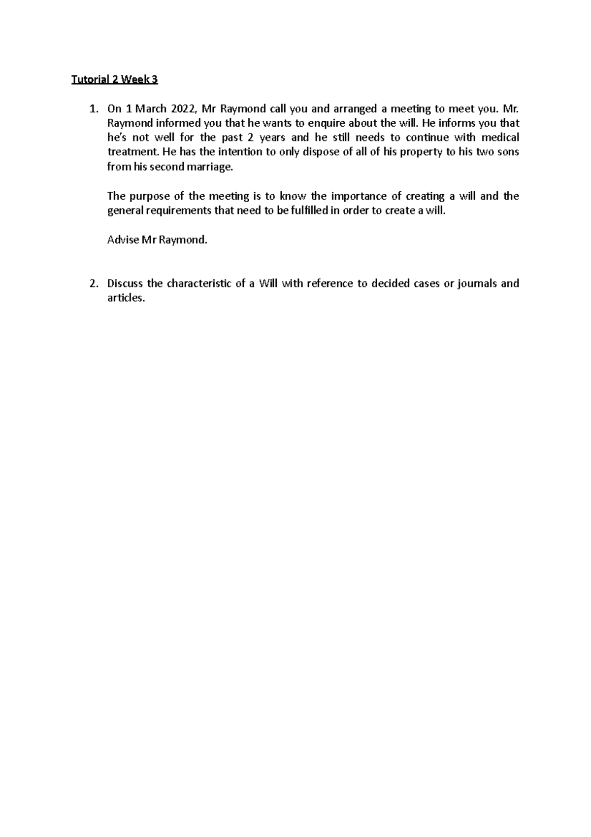 Tutorial 2 Week 3 - questionnnnnnnnnnnnnnnnnnnnnnnnnnnnnnnnnnnnnnnnnnnnn - Tutorial 2 Week 3 On ...