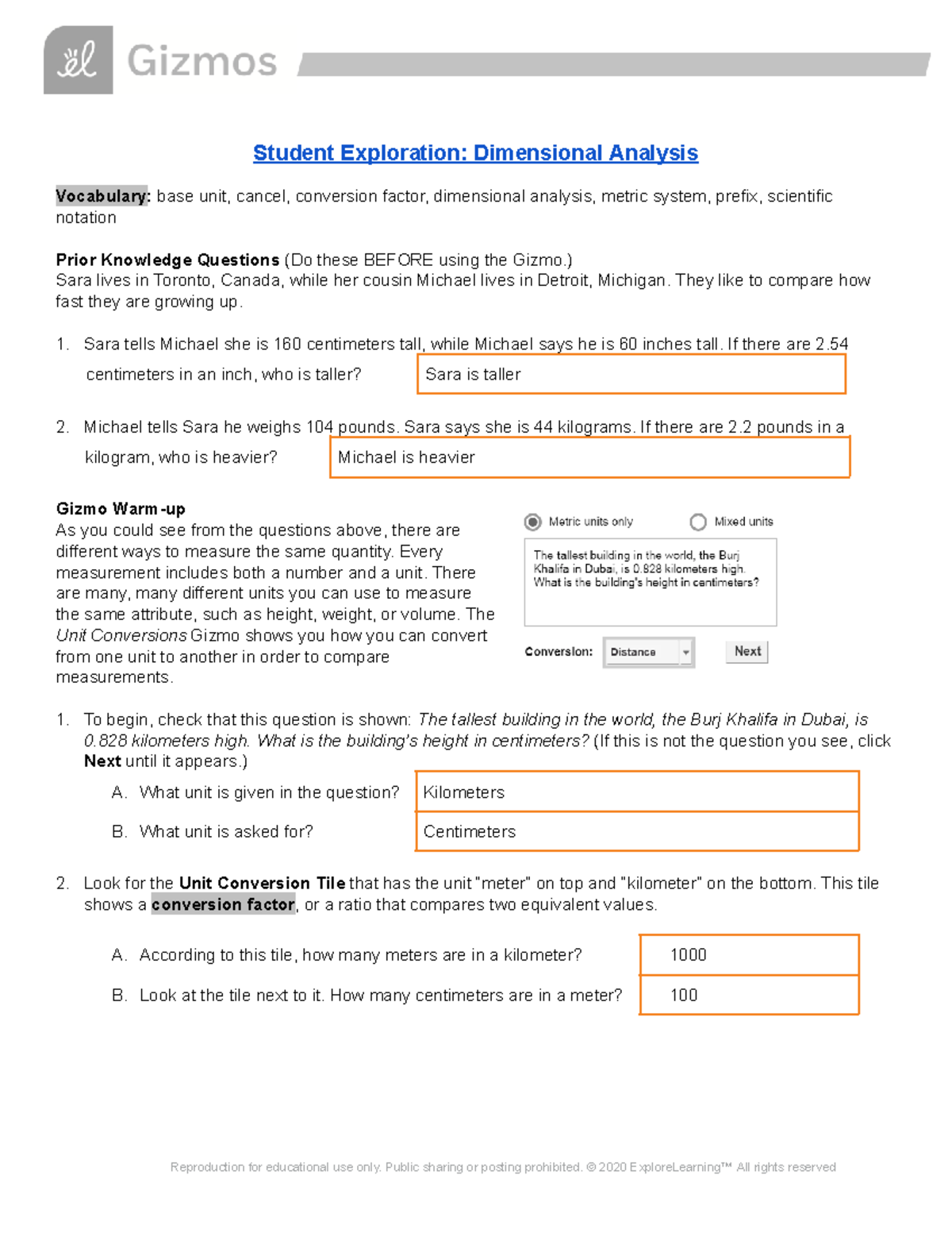 Copy of Unit Conversion SE Complete - Student Exploration: Dimensional Analysis Vocabulary: base ...