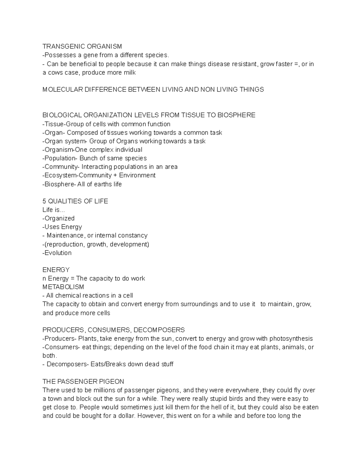 BIO 12 Study Guide - TRANSGENIC ORGANISM -Possesses a gene from a ...
