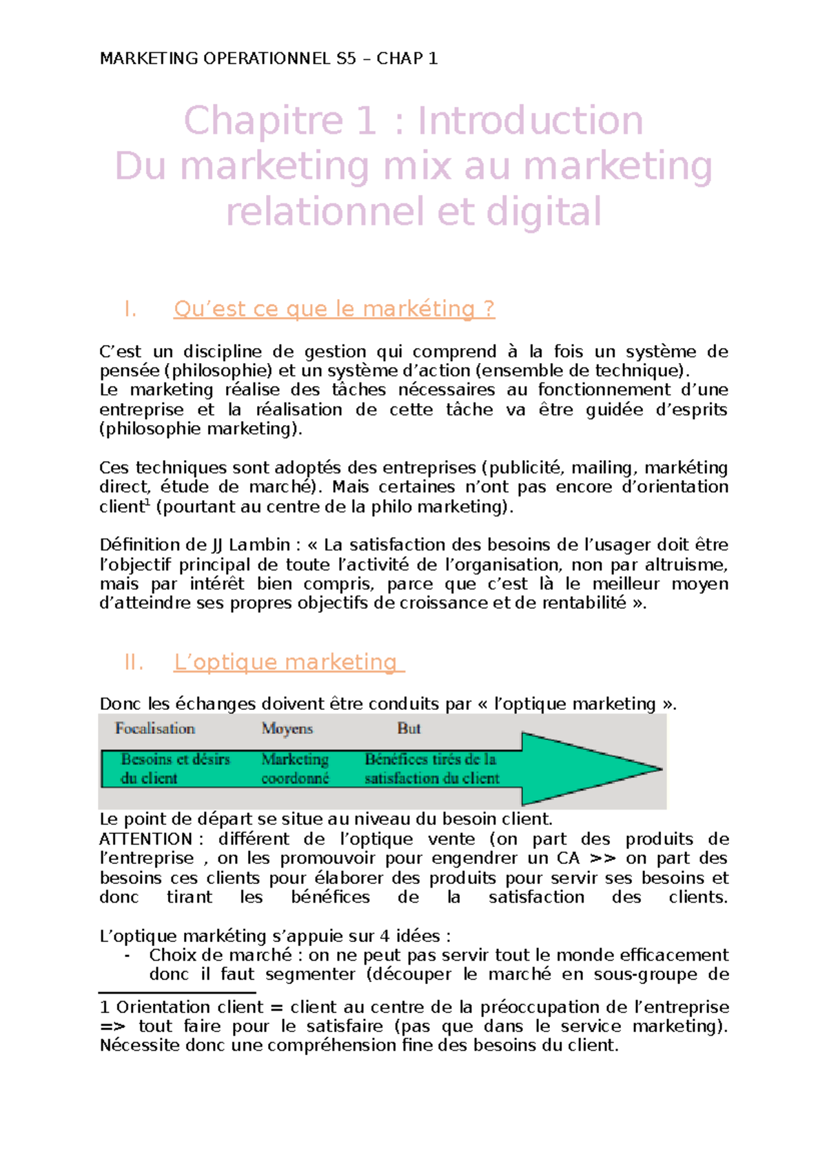 1 - Intro marketing mix et opérationnel - Chapitre 1 : Introduction Du marketing mix au ...