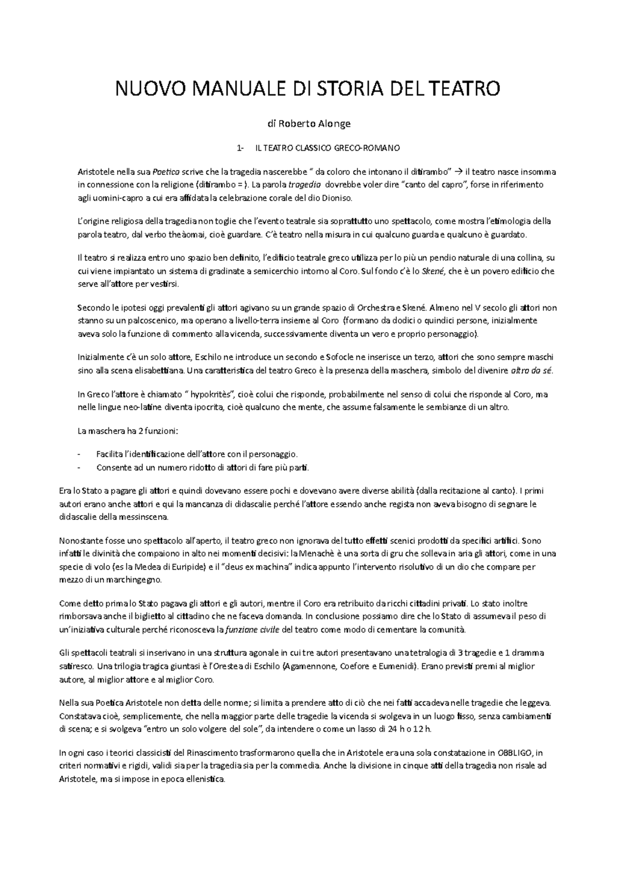 Nuovo Manuale DI Storia DEL Teatro di Roberto Alonge - NUOVO MANUALE DI ...