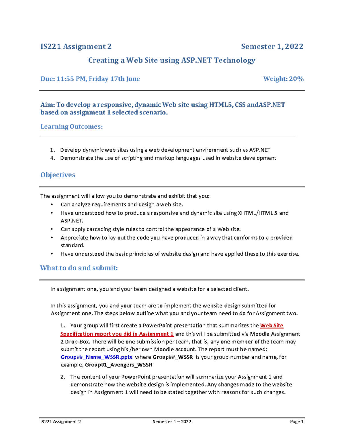 IS221 S1 2022 A2 - question - IS221 Assignment 2 Semester 1, 2022 ...