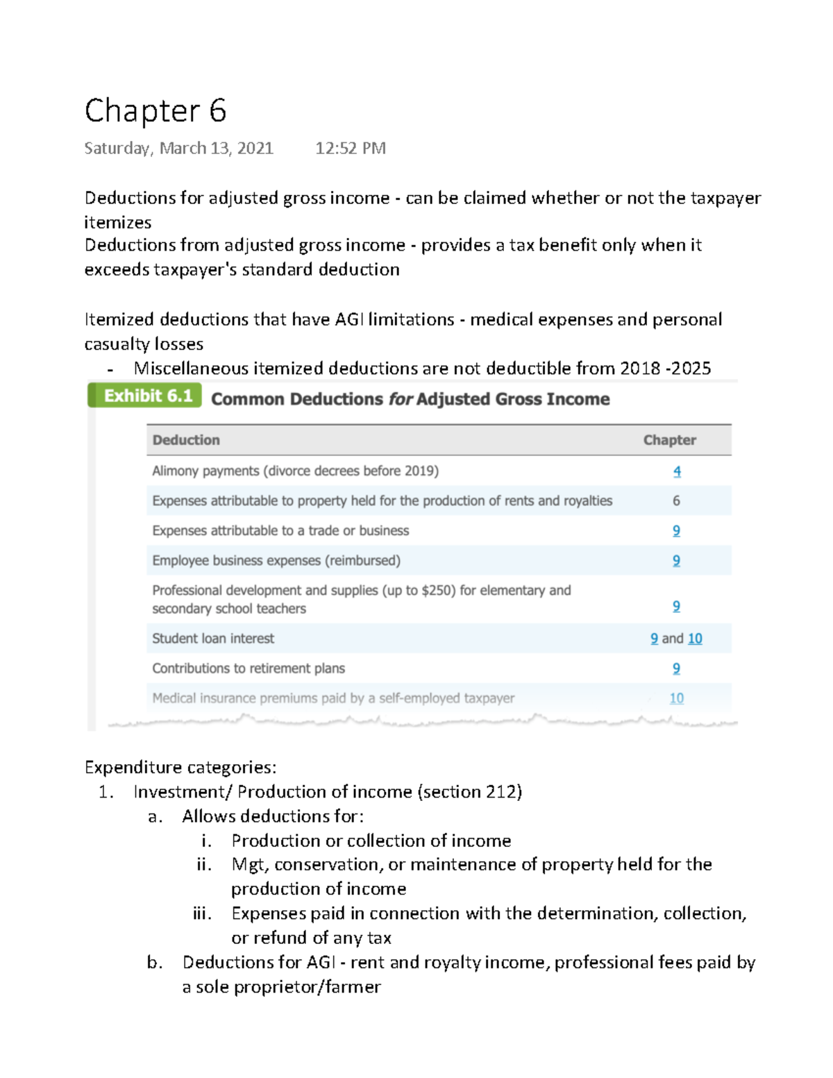 Chapter 6 - Melnick - Deductions for adjusted gross income -can be ...