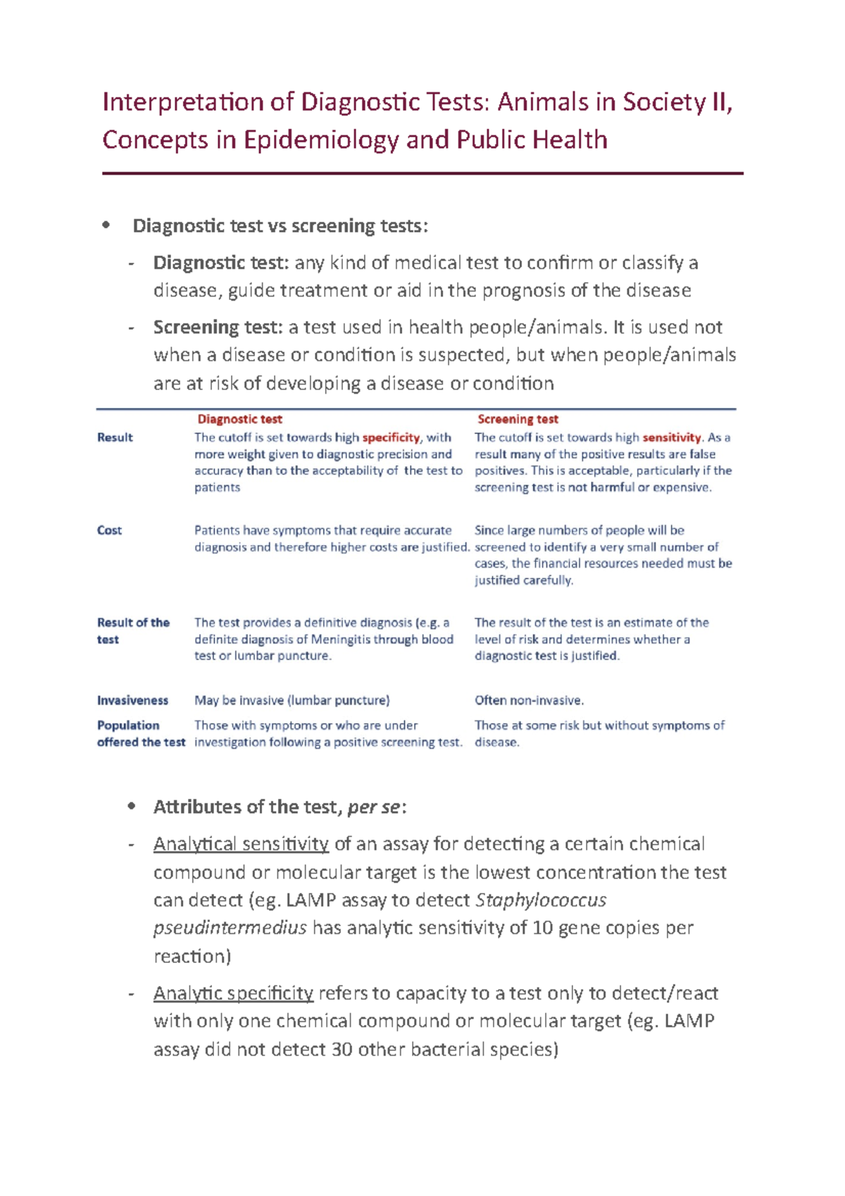 Interpretation of Diagnostic Tests ASII - Interpretation of Diagnostic ...