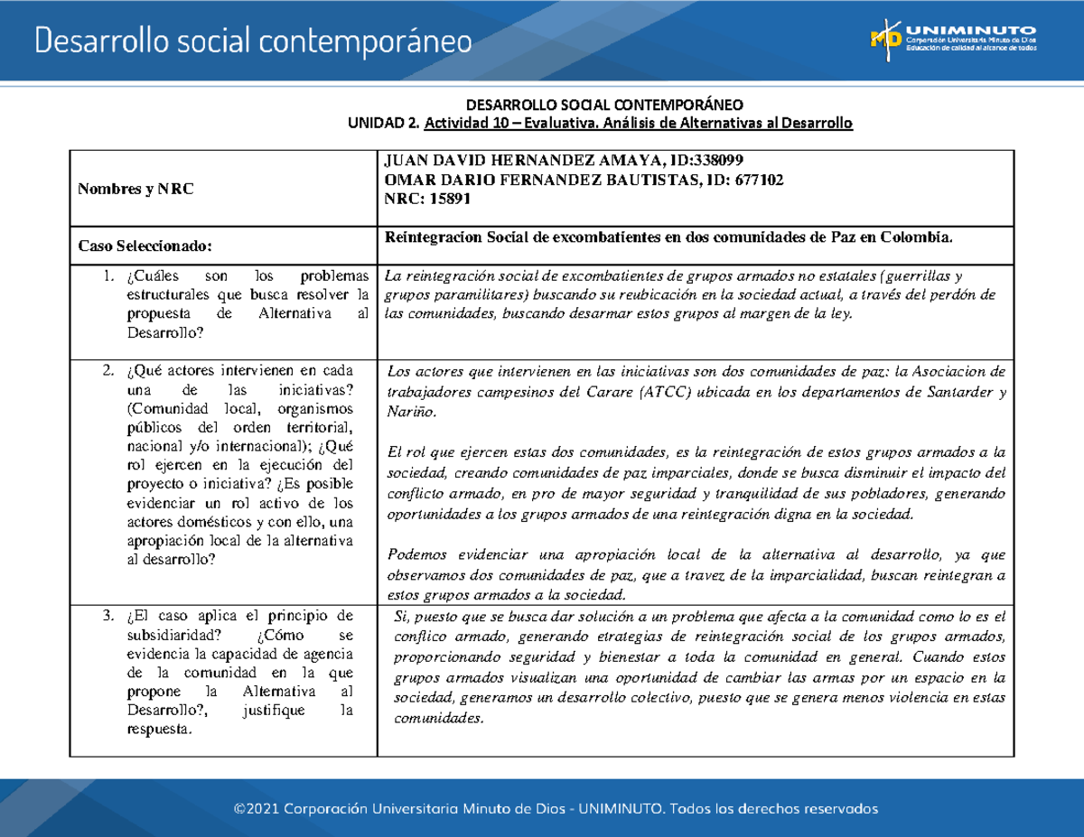 Entrega actividad 10 - TYUIOÑ - DESARROLLO SOCIAL CONTEMPORÁNEO UNIDAD ...