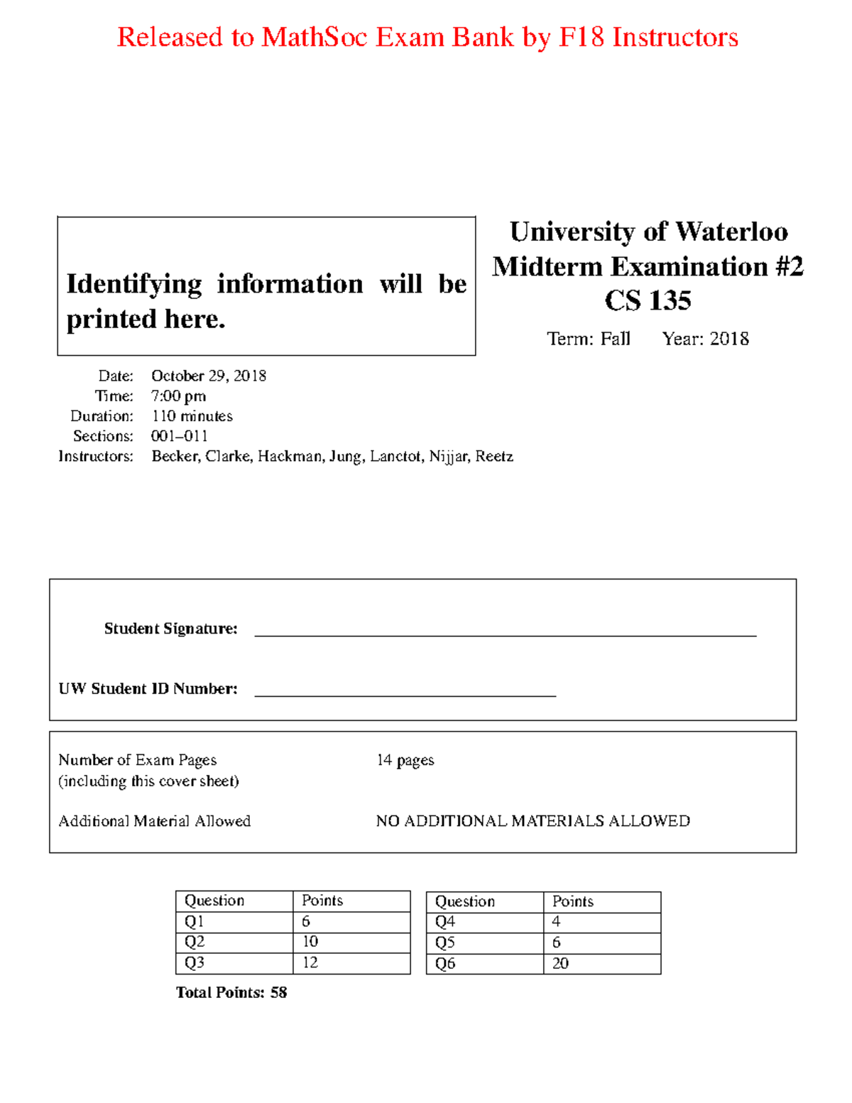 Midterm 2-exam - practice - Identifying information will be printed ...