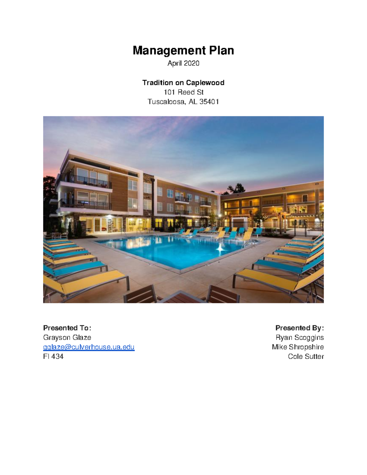 Real Example - Management Plan - Management Plan April 2020 Tradition ...