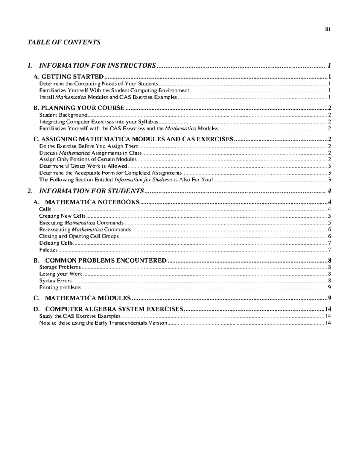 (Wolfram Research) Mathematica Tutorial - iii TABLE OF CONTENTS 1 ...