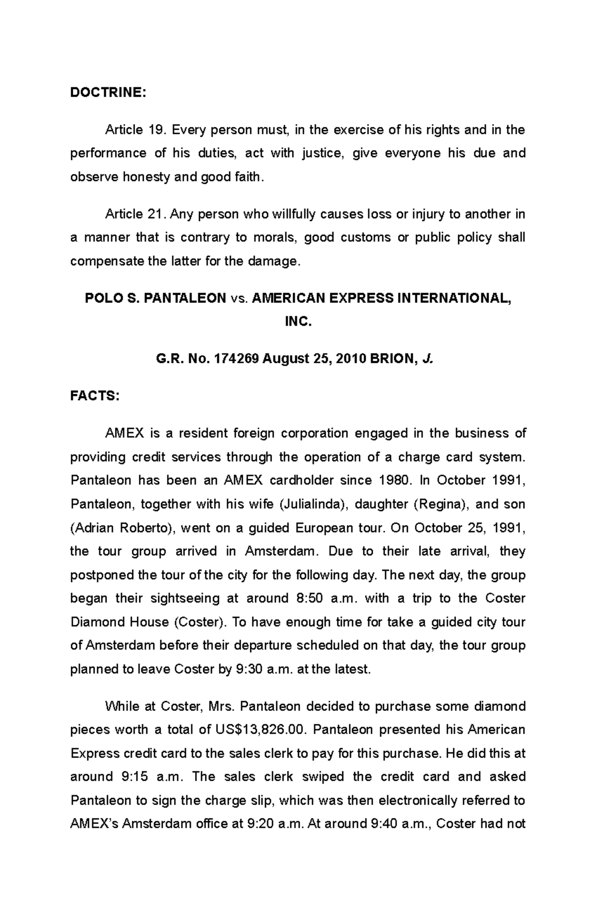POLO S. Pantaleon vs. American Express International, INC - DOCTRINE ...