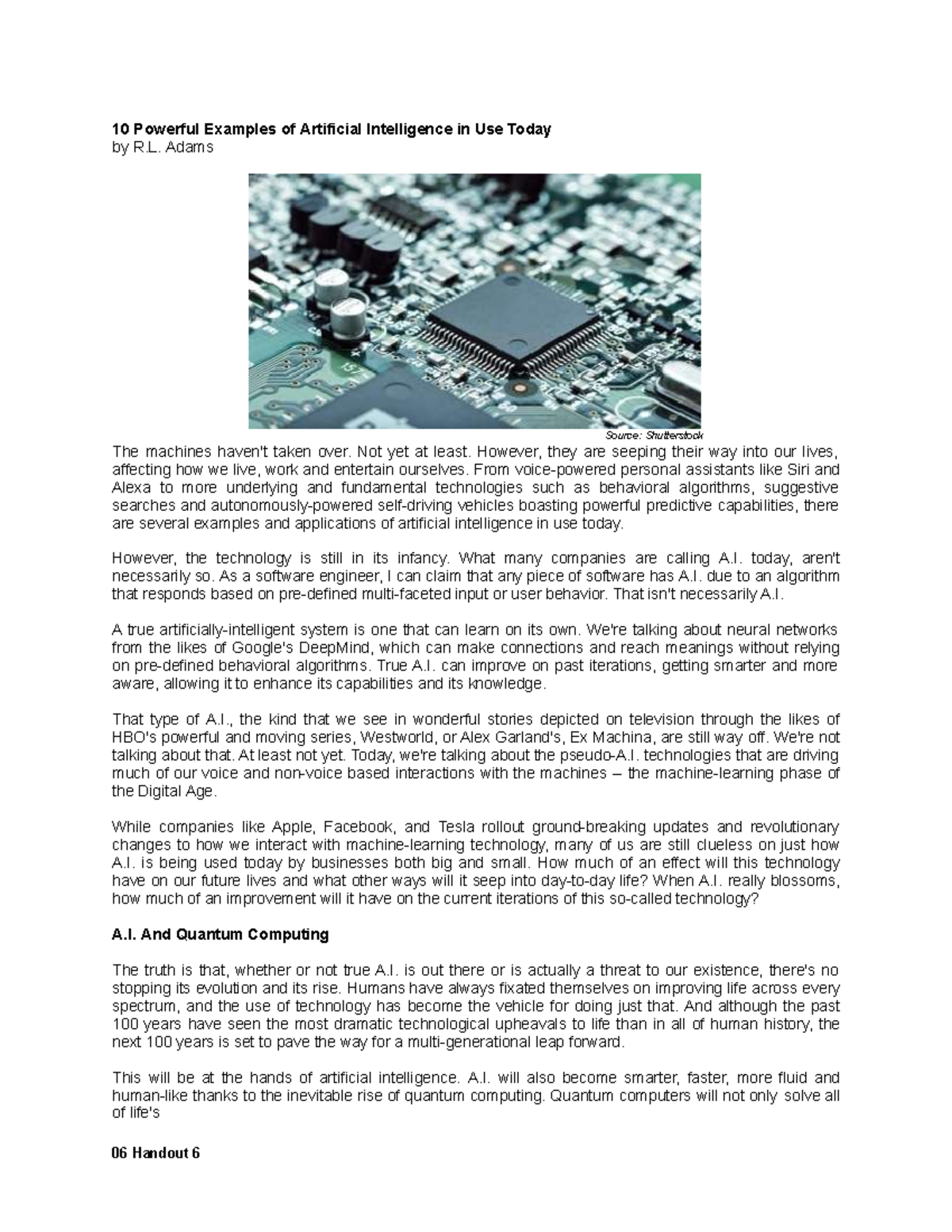 06 Handout 6 - 06 Handout 6 10 Powerful Examples of Artificial ...