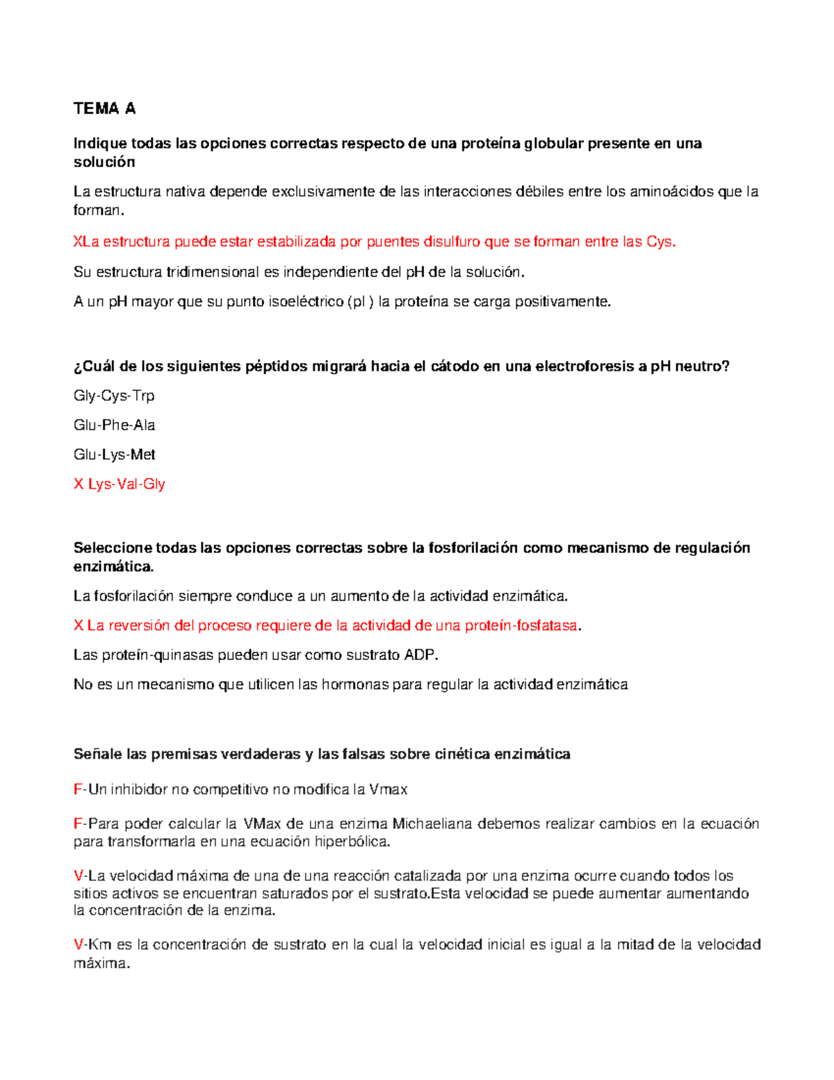 Patrón 2F1P - Preguntas para entrenar de bioquimica - TEMA A Indique todas las opciones ...