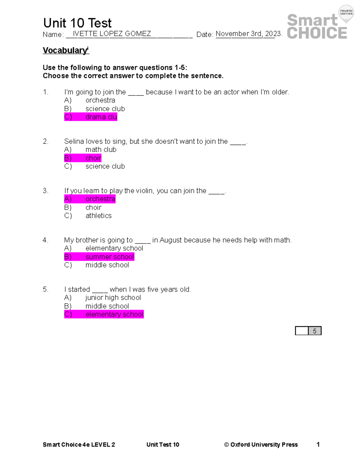 UNIT 10 copy - Ej libro - Unit 10 Test Name ...
