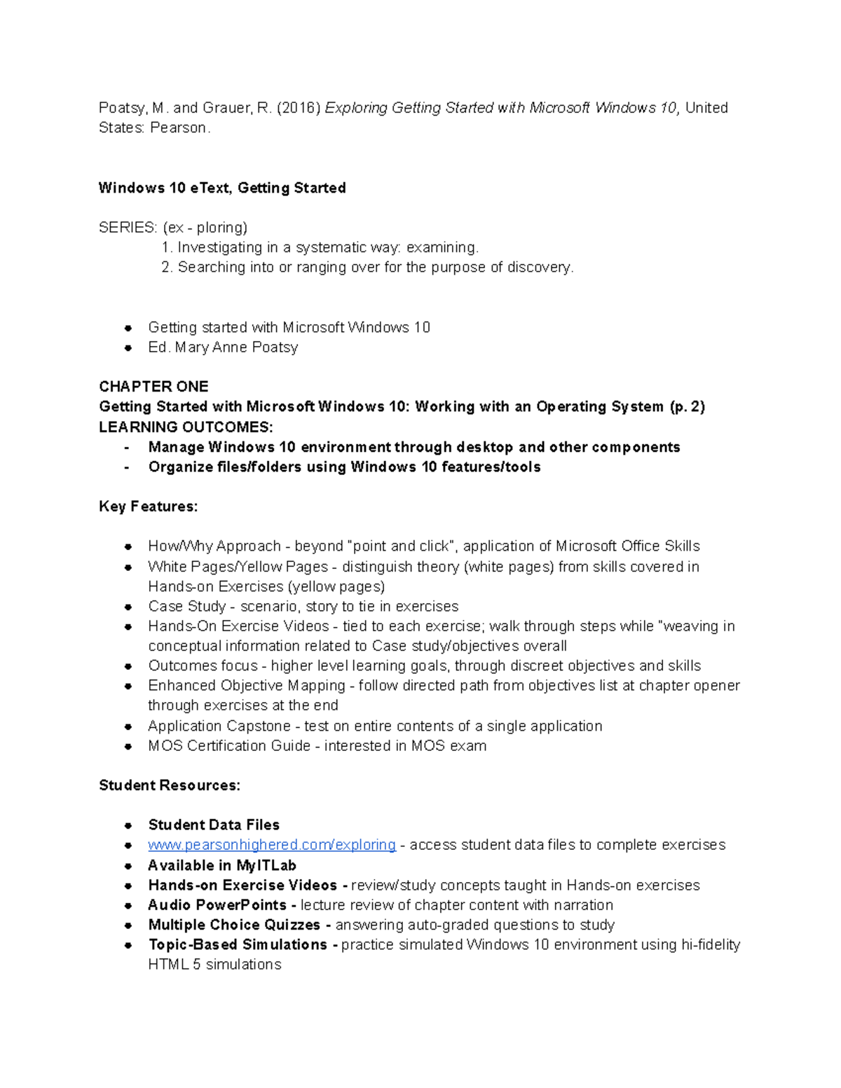 CIS 250, M1 RN1 Poatsy et al 2016 - Poatsy, M. and Grauer, R. (2016 ...