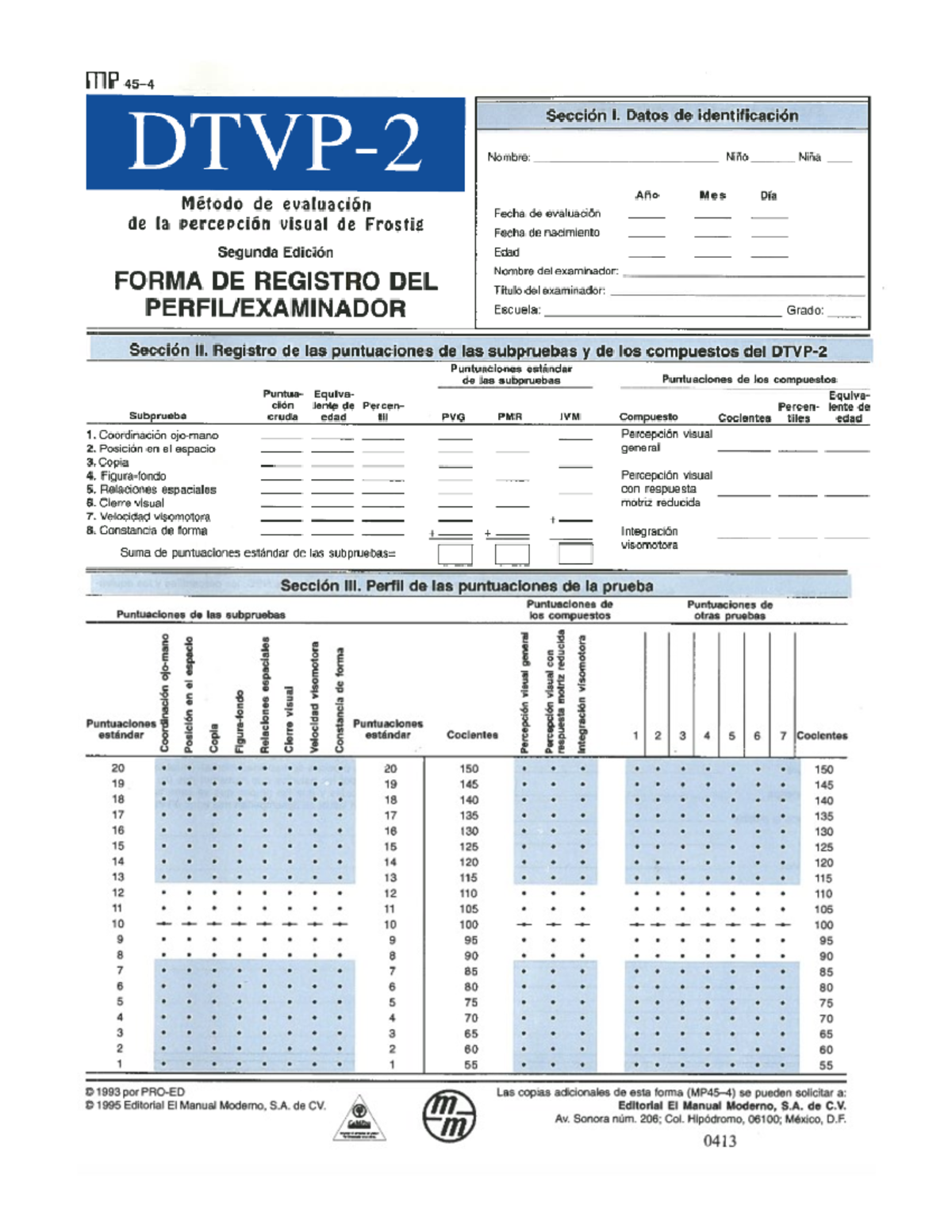 Frostig - Protocolo respuestas - MP Sección I. Datos de identificación ...