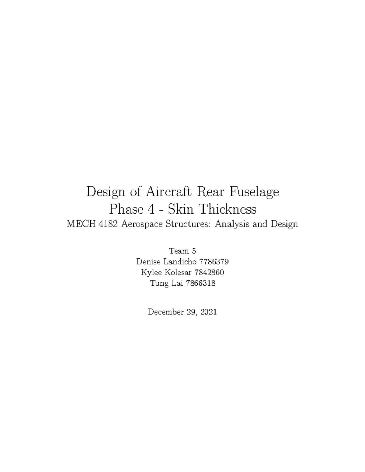 MECH4182 Project 4 sample - Design of Aircraft Rear Fuselage Phase 4 ...