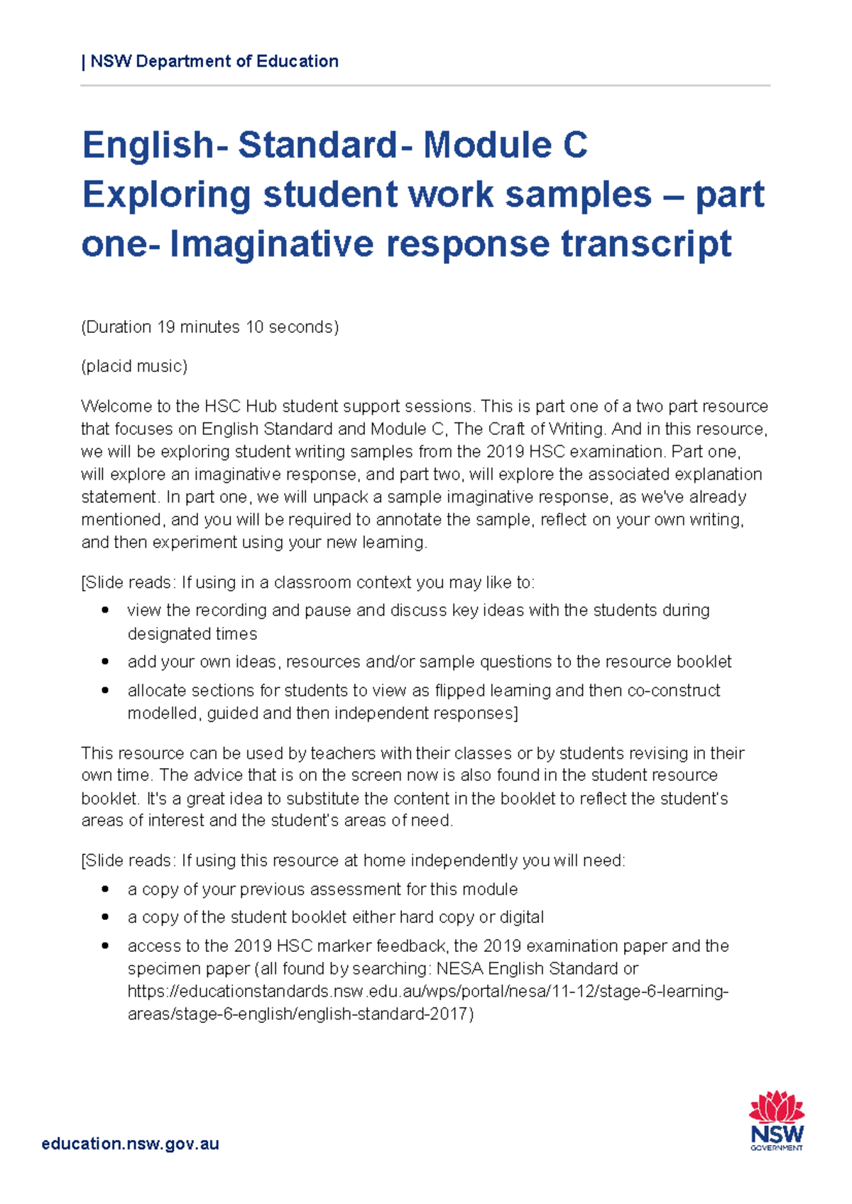 English-standard-module-c-work-samples-p1-imaginative-transcript-s6 ...