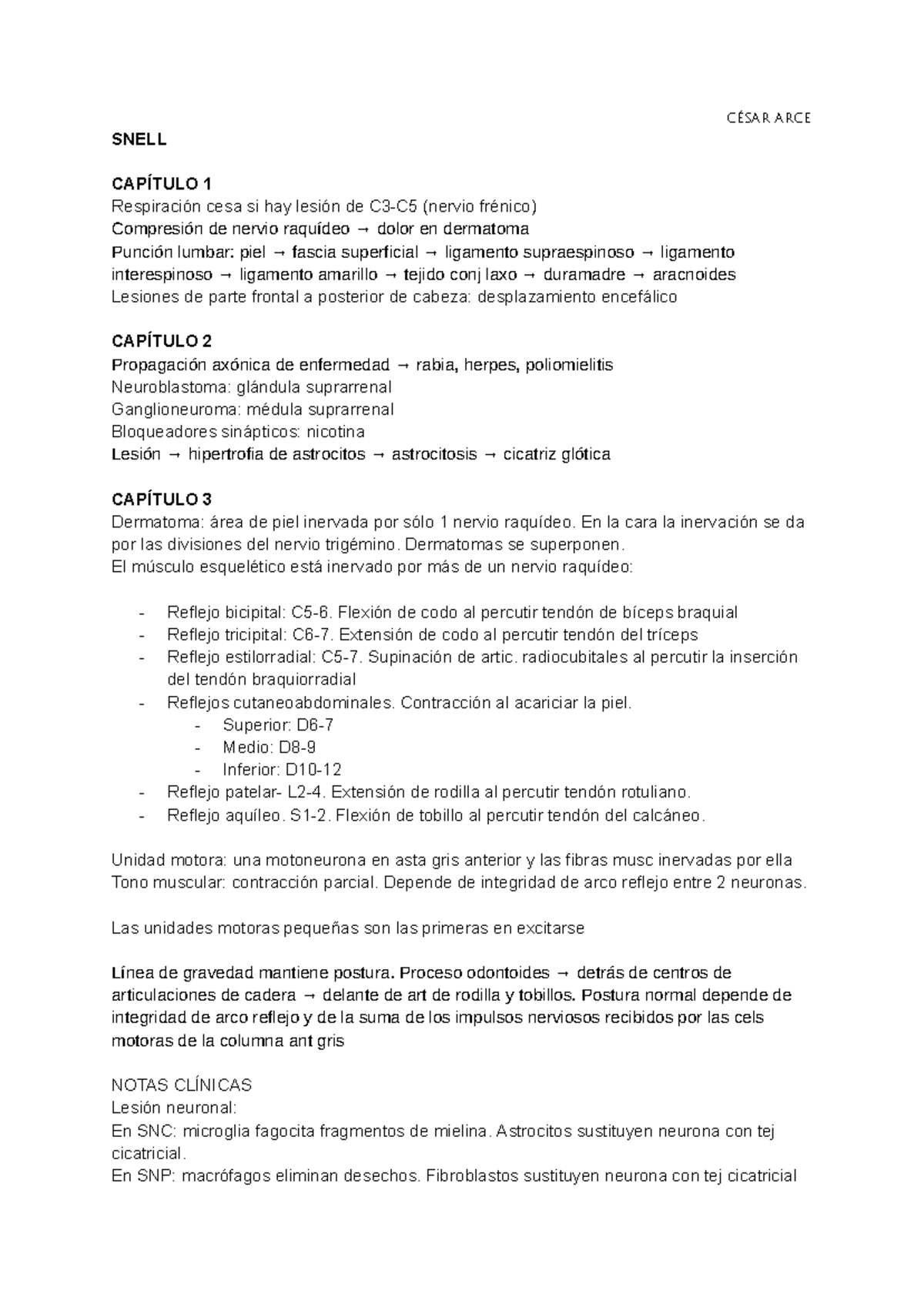 Anato II Clínica - CÉSAR ARCE SNELL CAPÍTULO 1 Respiración cesa si hay ...