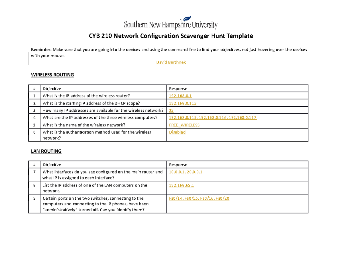 CYB 210 4 3 Scavenger Hunt - CYB 210 Network Configuration Scavenger ...