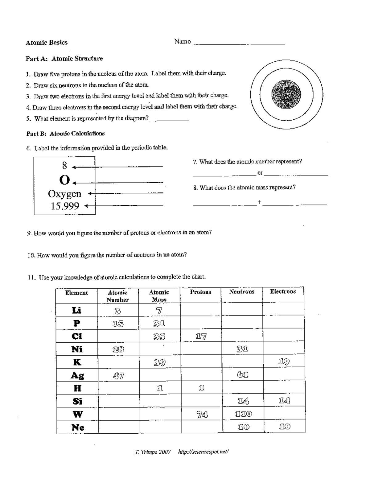 Daniel Rybinski - Atom basics- atomic structure - Atomic Basics Name ...