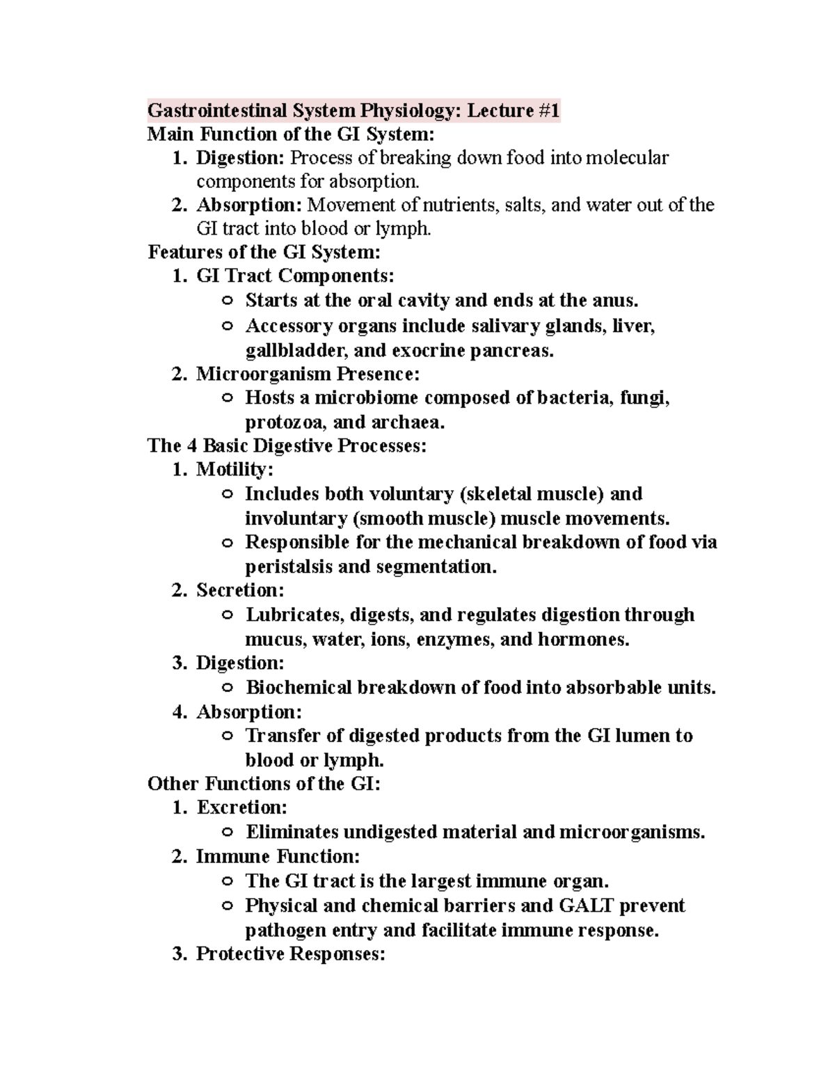 Gastrointestinal (GI) - Gastrointestinal System Physiology: Lecture ...