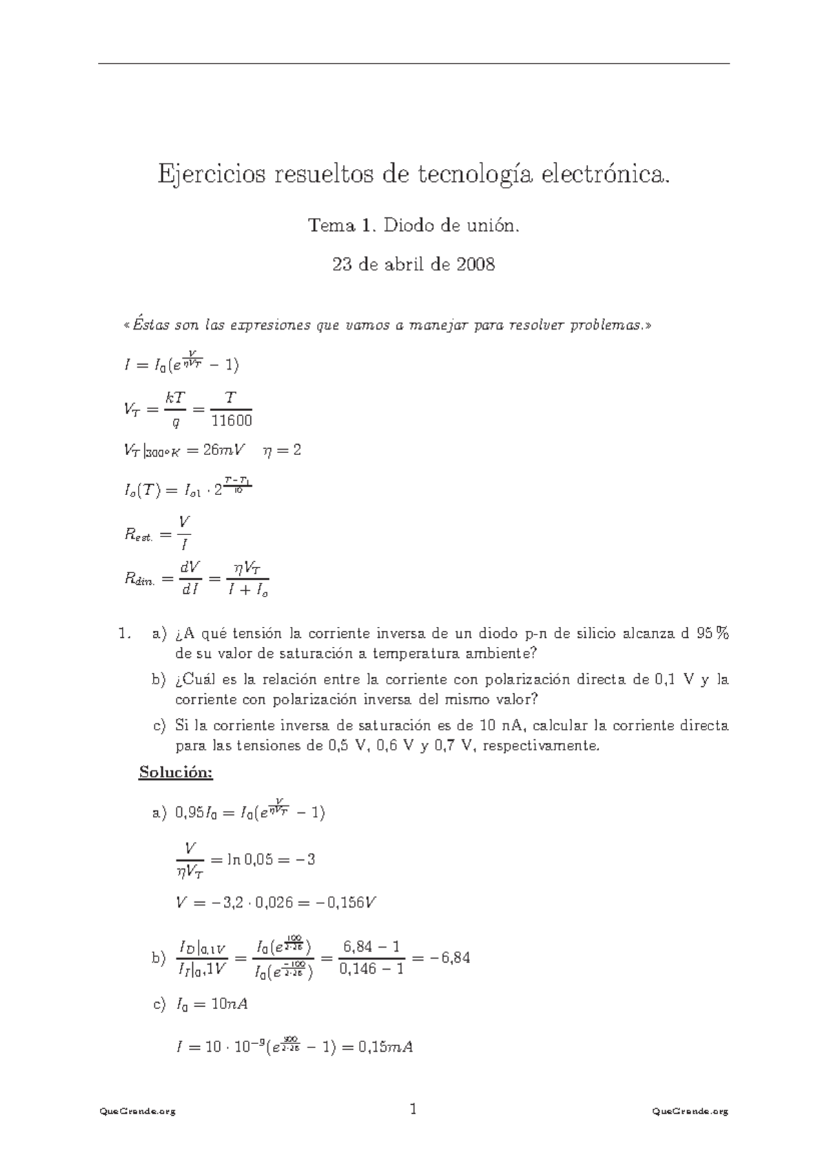 Tema 1 - ejercicios resueltos - Ejercicios resueltos de tecnolog ́ıa electr ́onica. Tema 1 ...