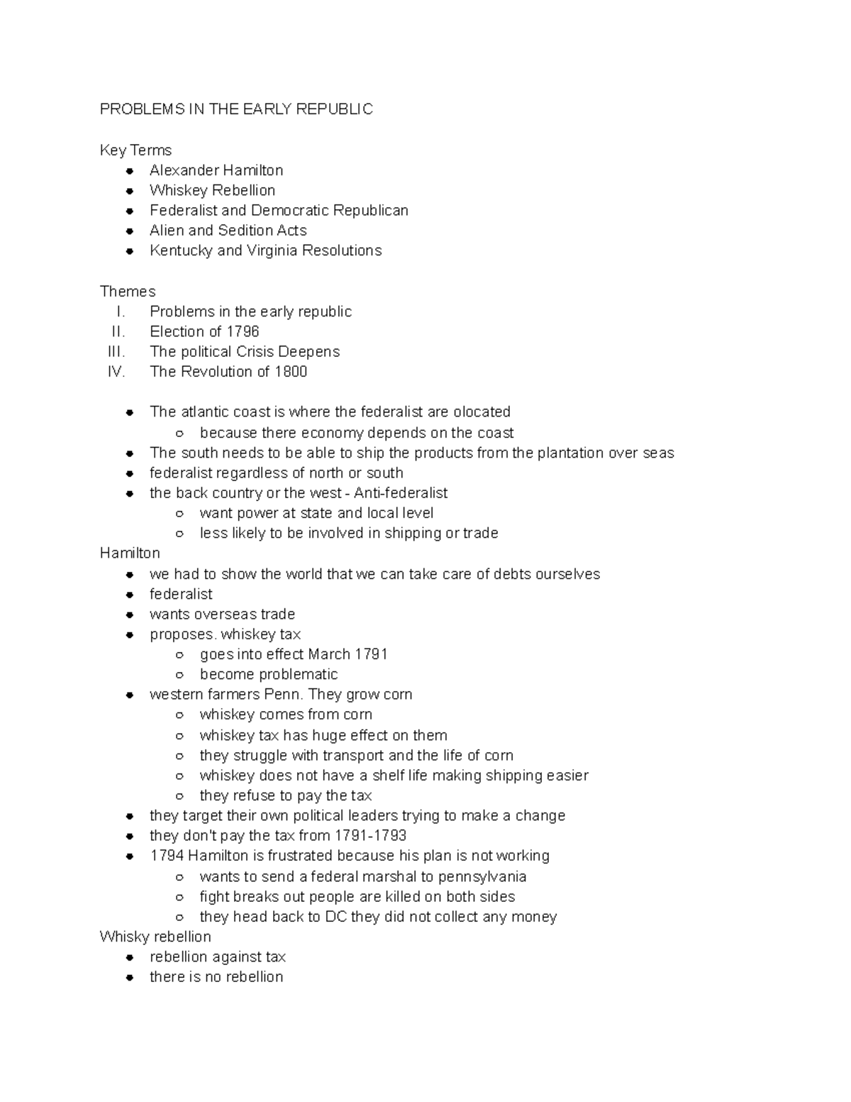 10 13 History Lecture - Alexander Hamilton Whiskey Rebellion Federalist ...