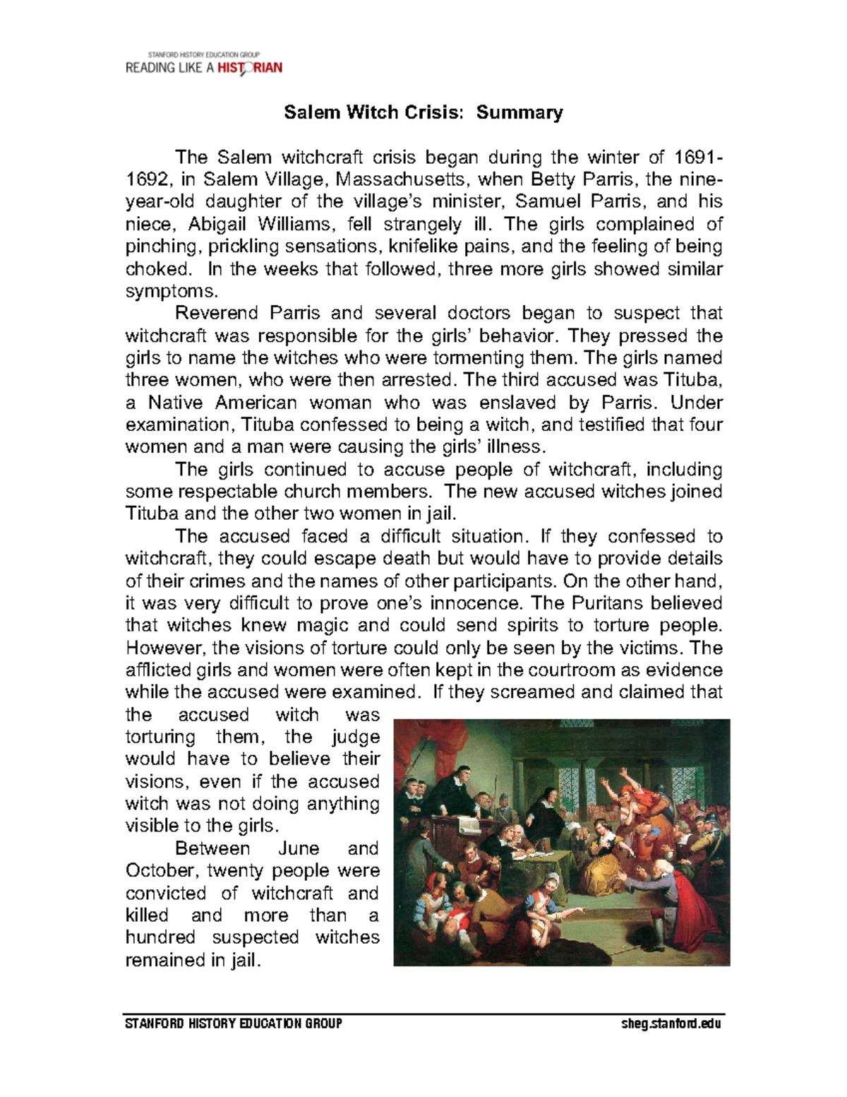 Salem witchcraft - notes - STANFORD HISTORY EDUCATION GROUP sheg ...