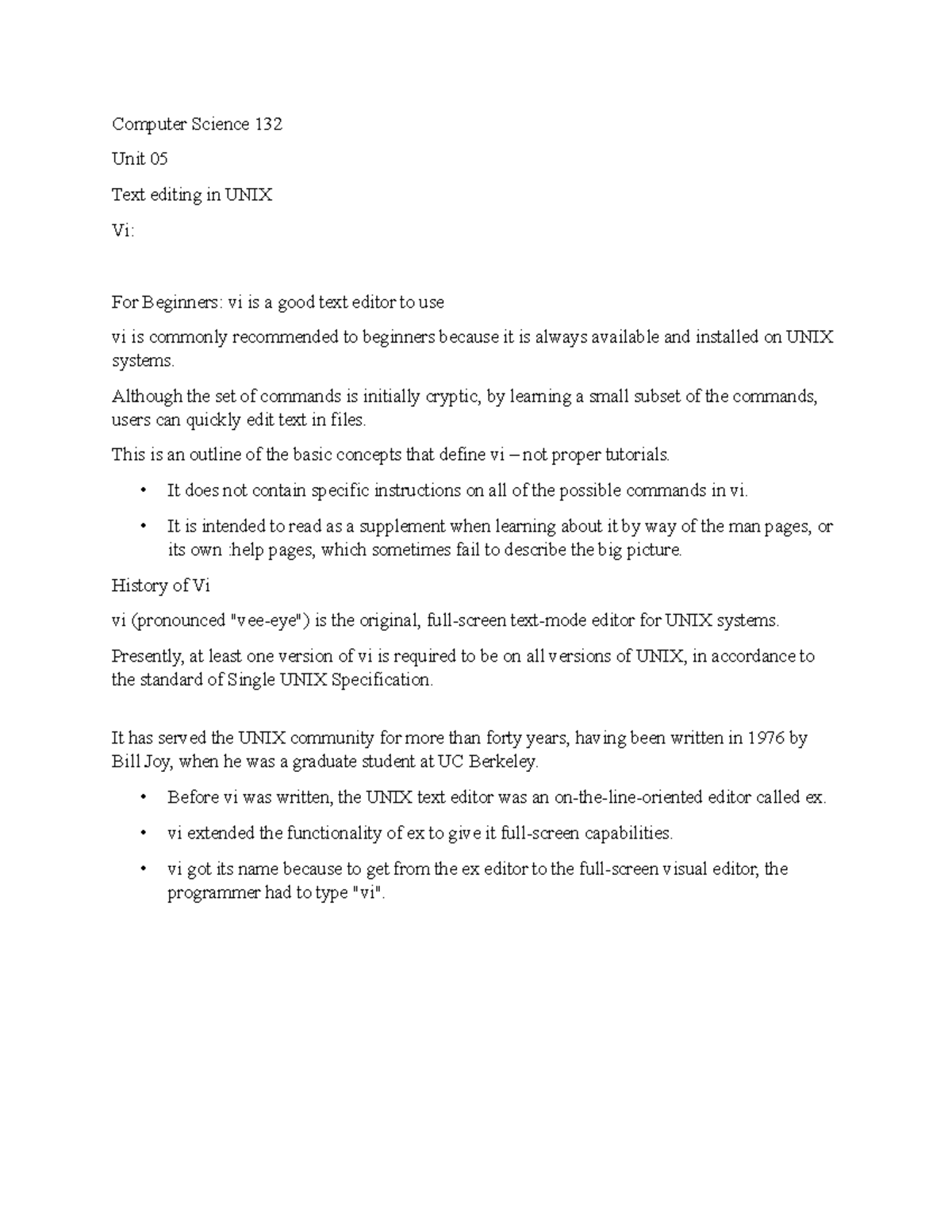 Unit 05 - Unit 05 notes - Computer Science 132 Unit 05 Text editing in ...