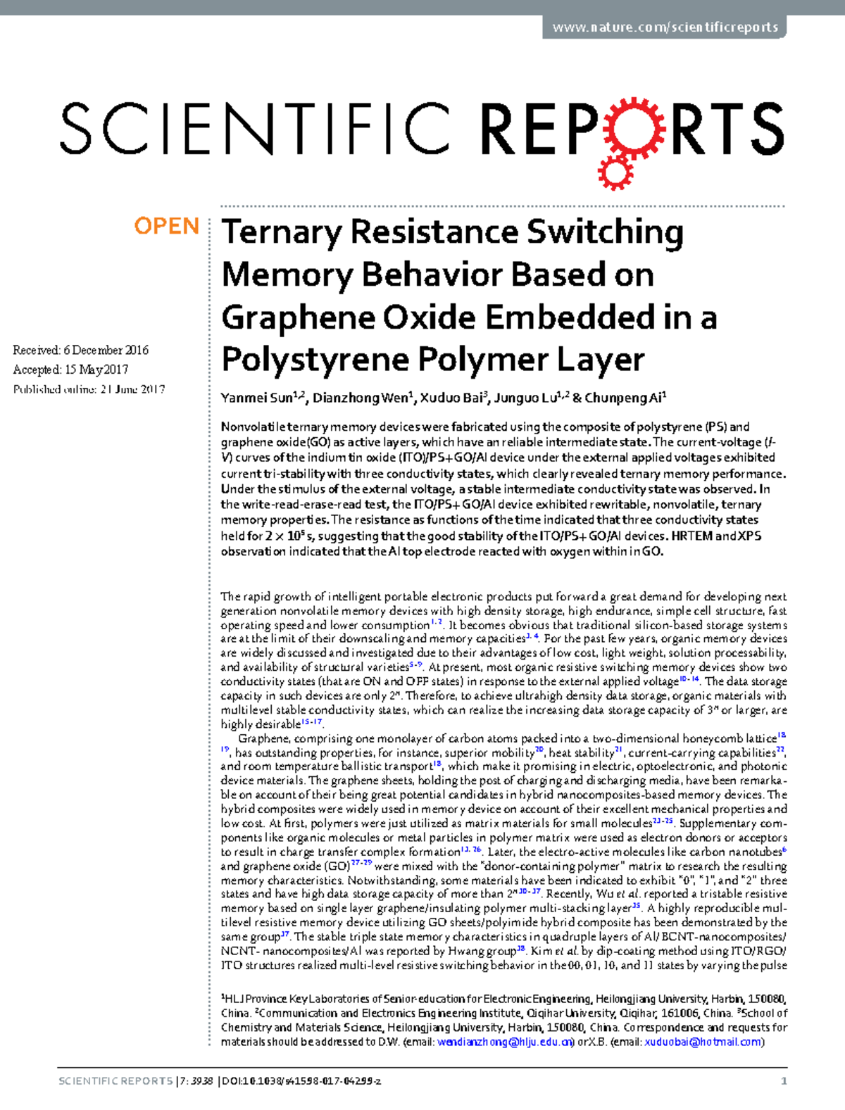 S41598 017 04299 z - nature/scientificreports Ternary Resistance Switching Memory Behavior Based ...