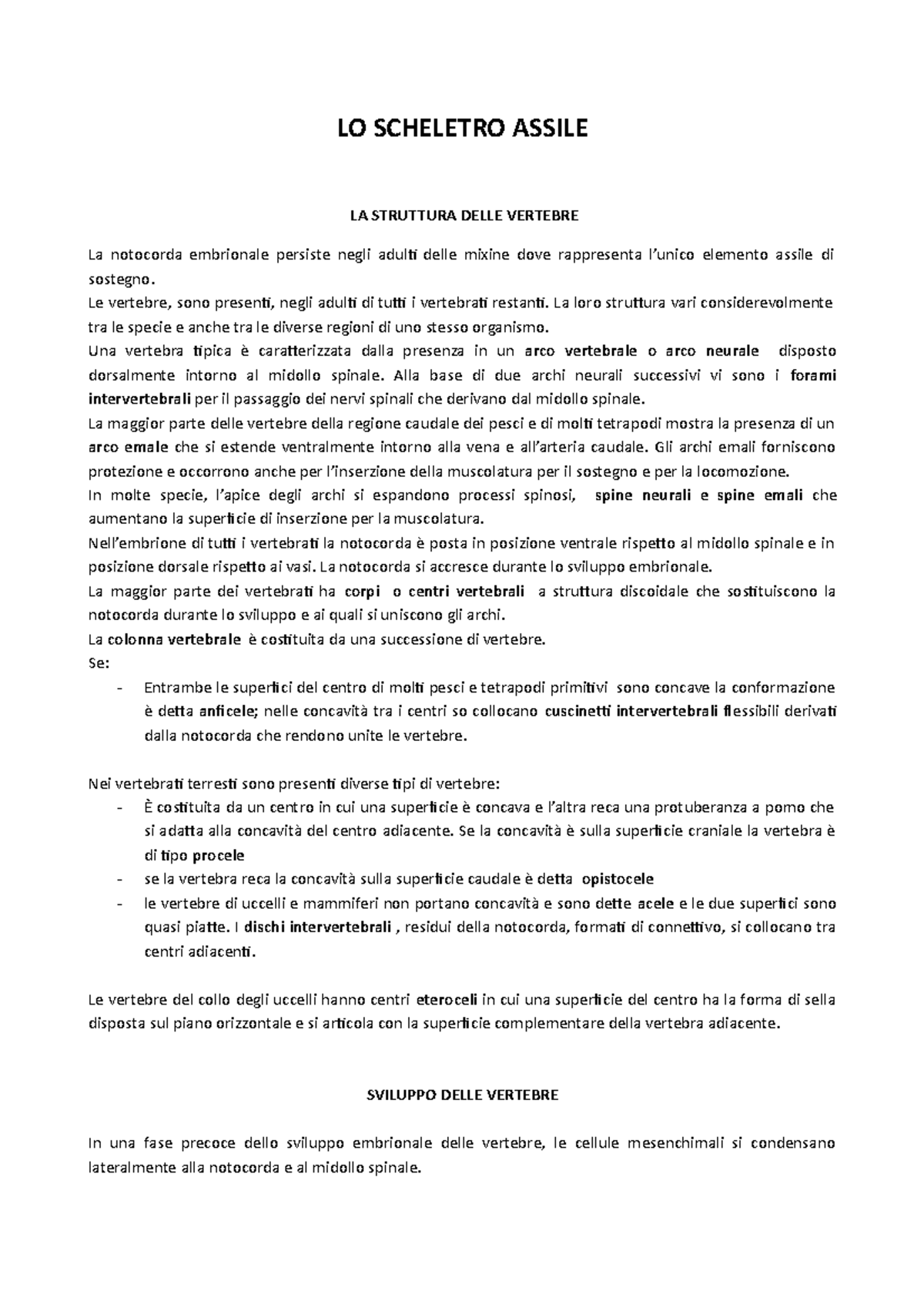 Appunti sullo scheletro assile - Anatomia comparata a.a. 2013/2014 - LO ...