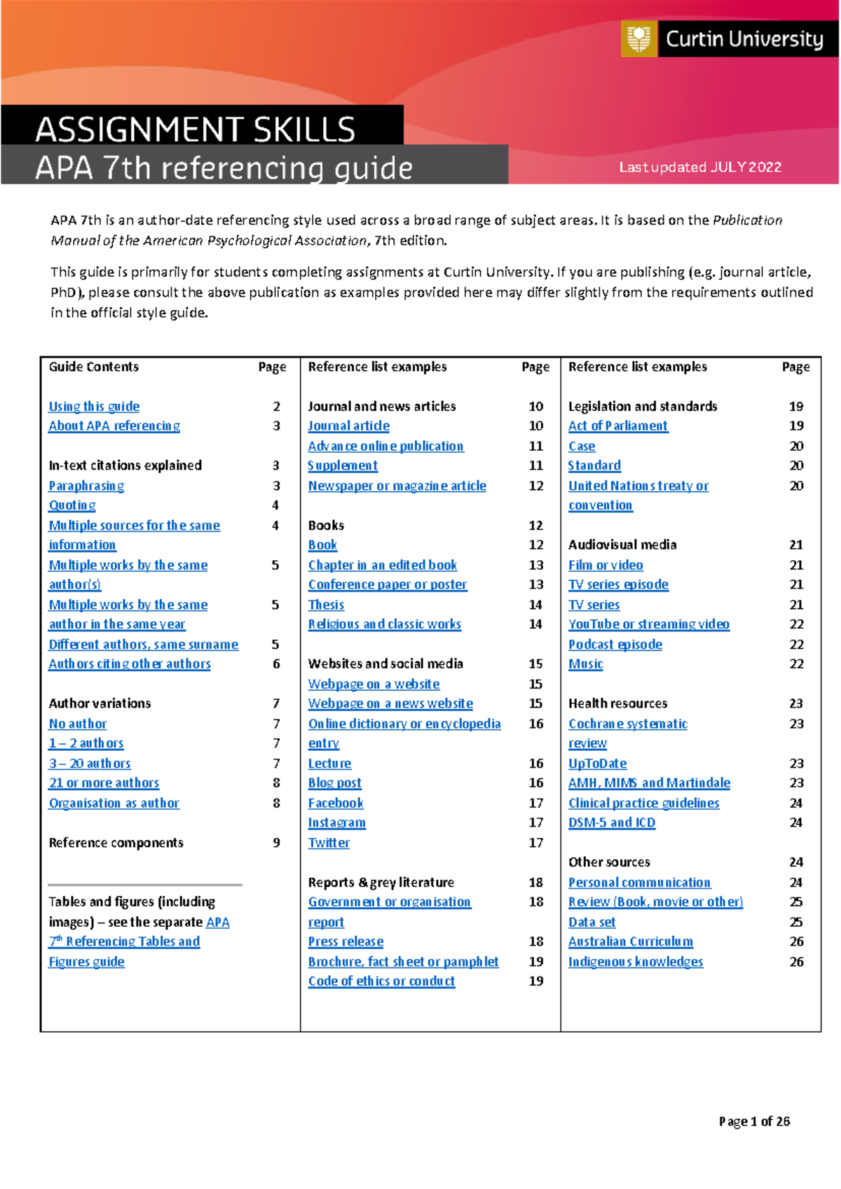APA 7th referencing guide - Page 1 of 26 APA 7th is an author-date ...