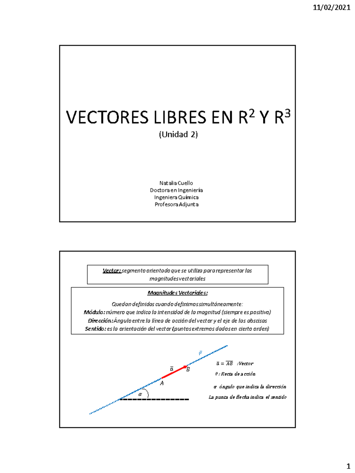 Unid. 2 Vectores Libres en R2 y R3 2021 - VECTORES LIBRES EN R 2 Y R 3 ...