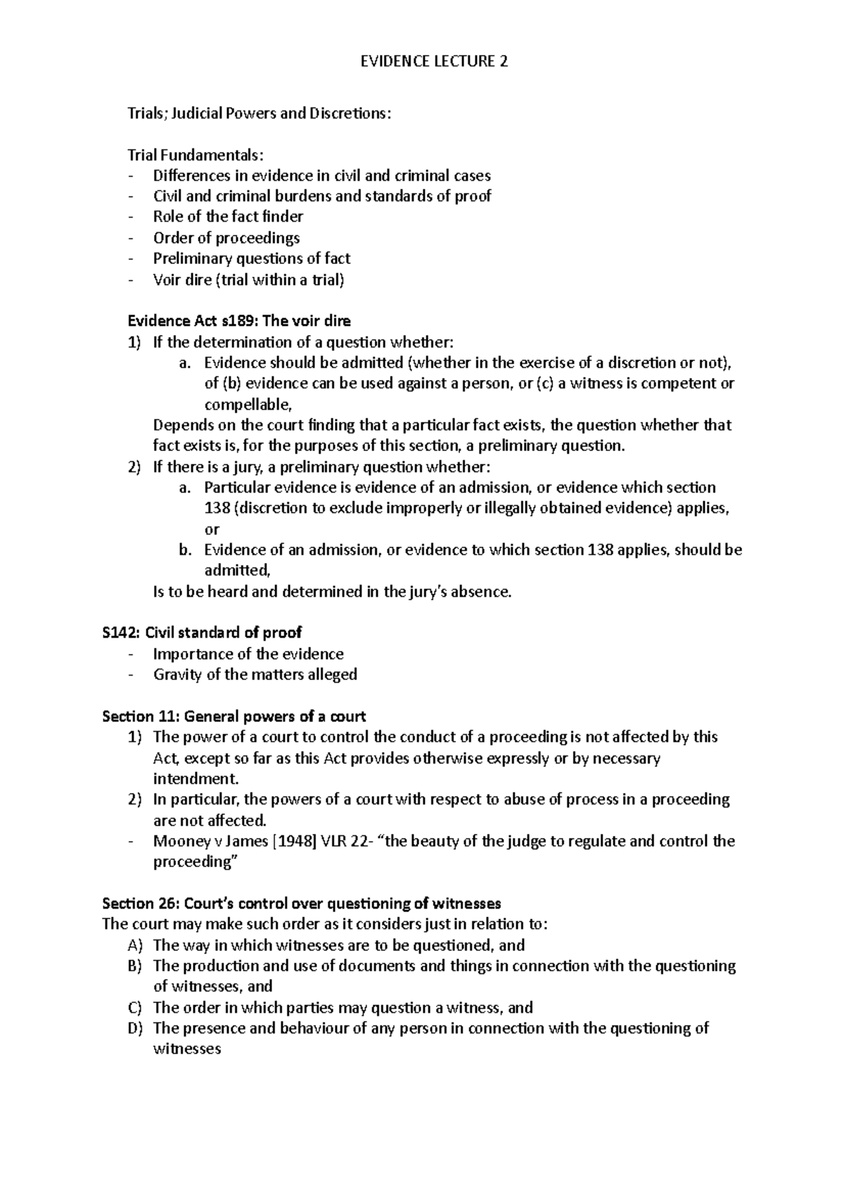 Evidence lecture 2- Trials, Judicial Powers and Discretions - Trials ...