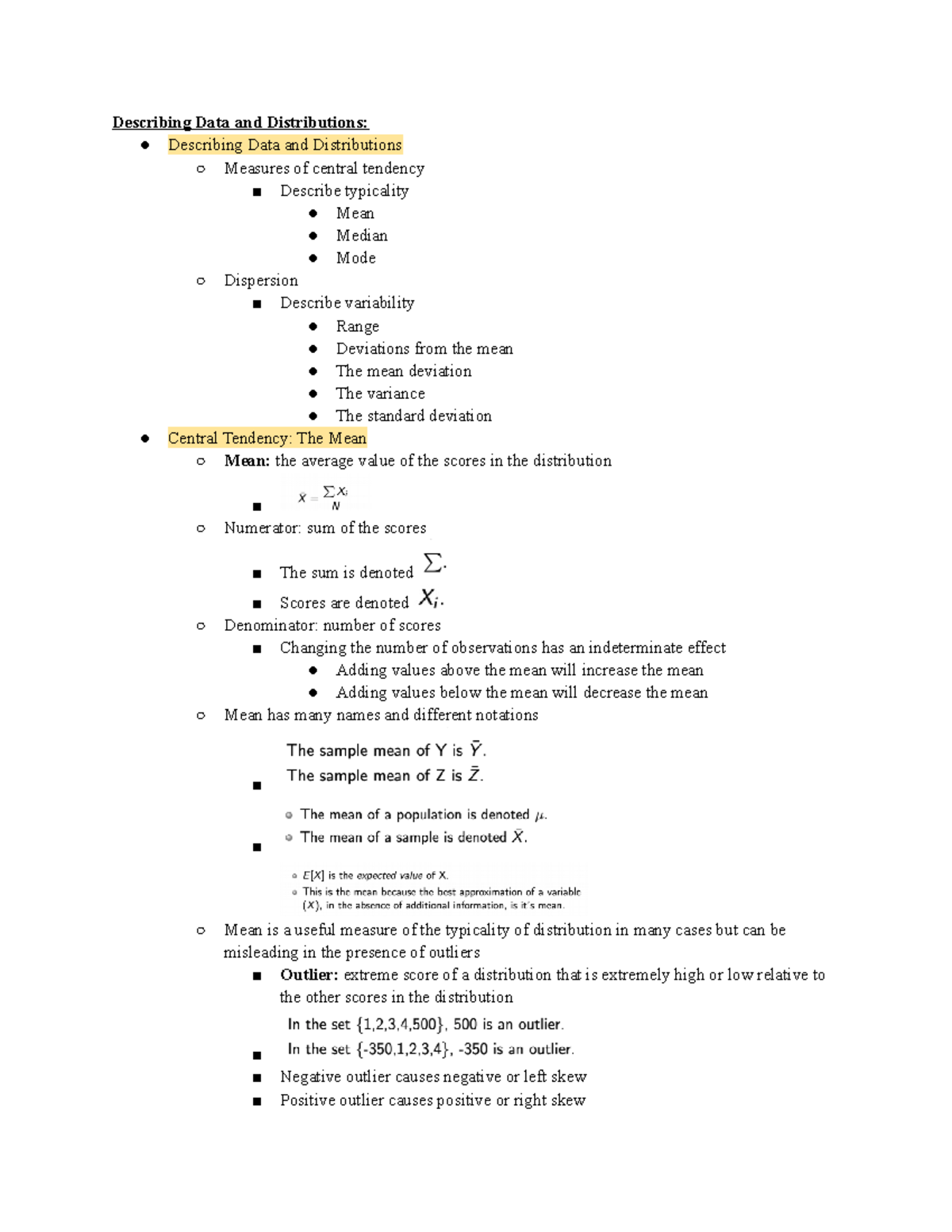 Describing Data and Distributions - Studocu