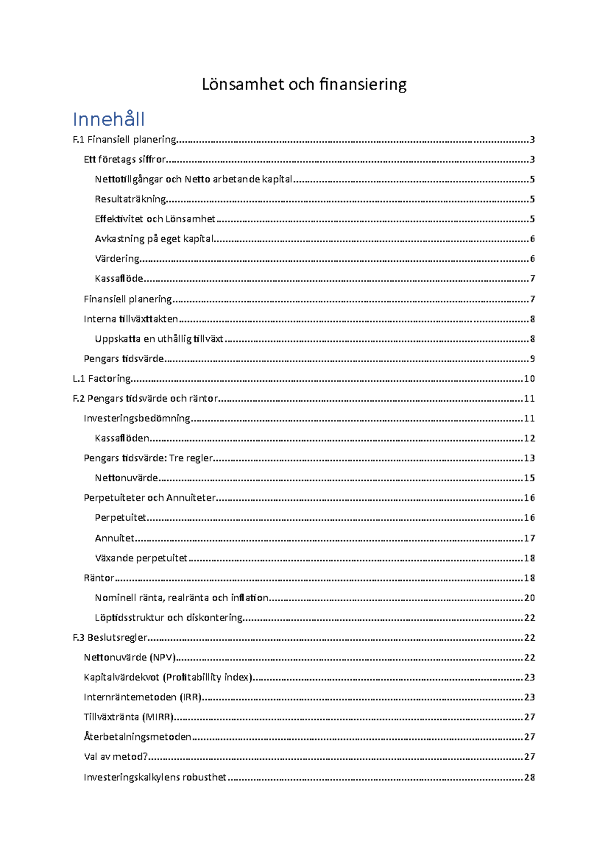 Lönsamhet och finansiering - alla föreläsningar - Lönsamhet och ...