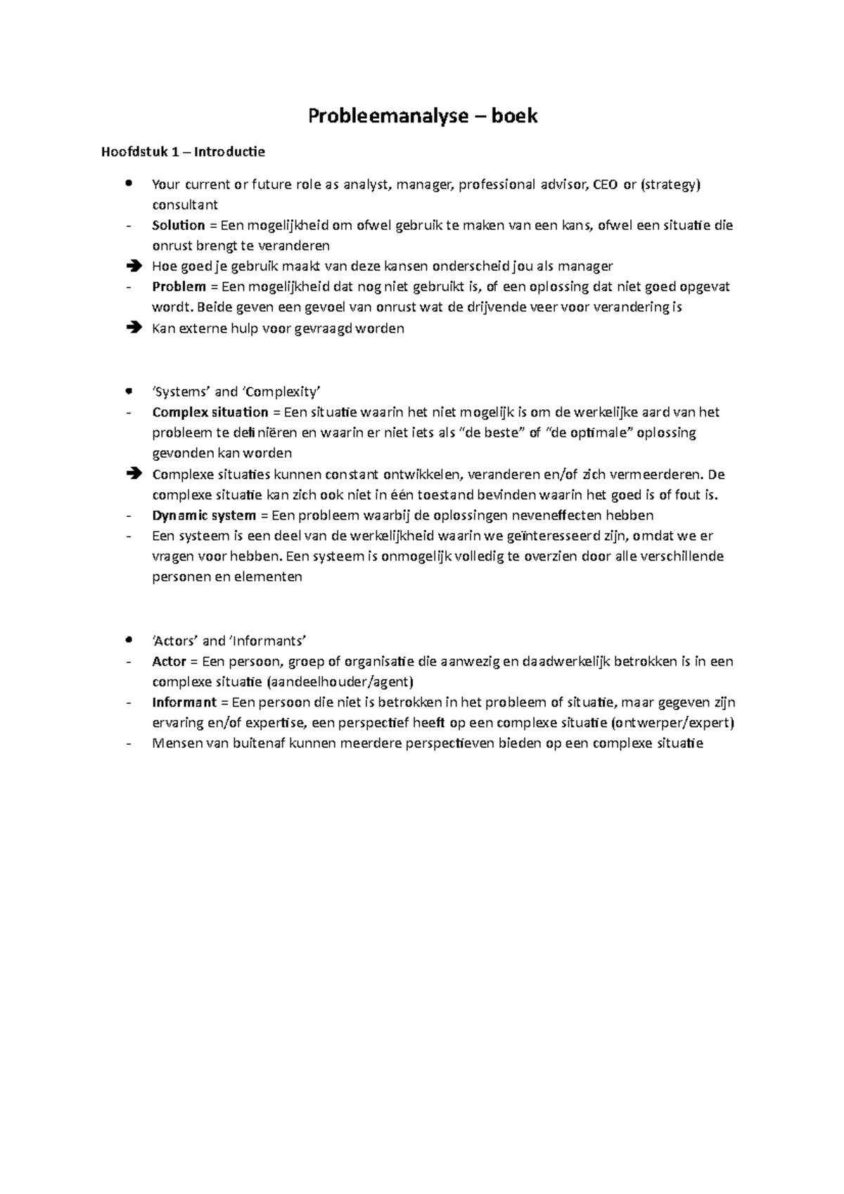 Probleemanalyse - Boek - Probleemanalyse – boek Hoofdstuk 1 ...