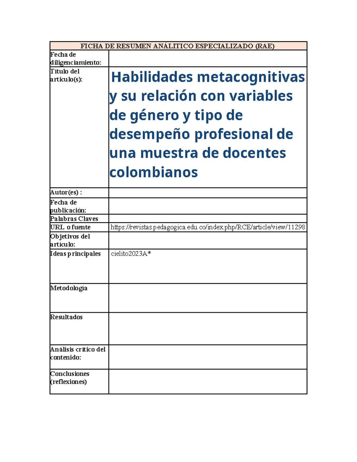 0.1. Formato RAE- Resumen Analítico Especializado - FICHA DE RESUMEN ...