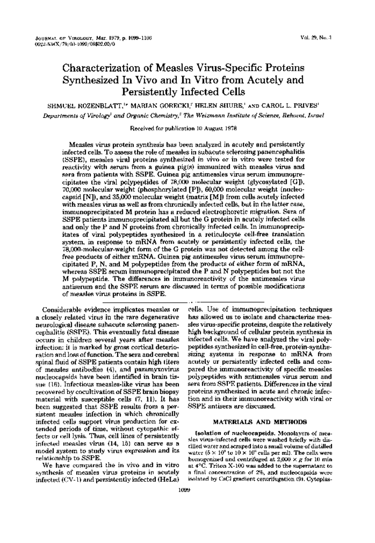 Characterization of measles virus specif - JOURNAL OF VIROLOGY, Mar ...