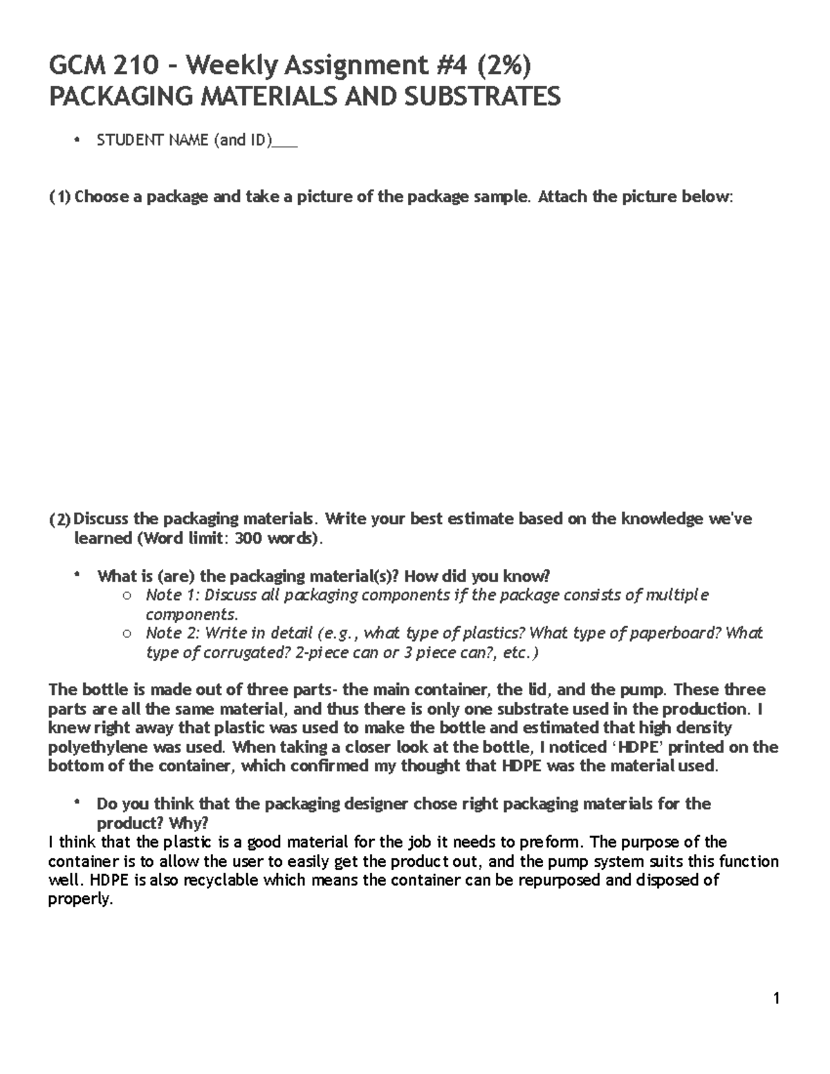 Week 4 in class assignment - GCM 210 – Weekly Assignment #4 (2% ...