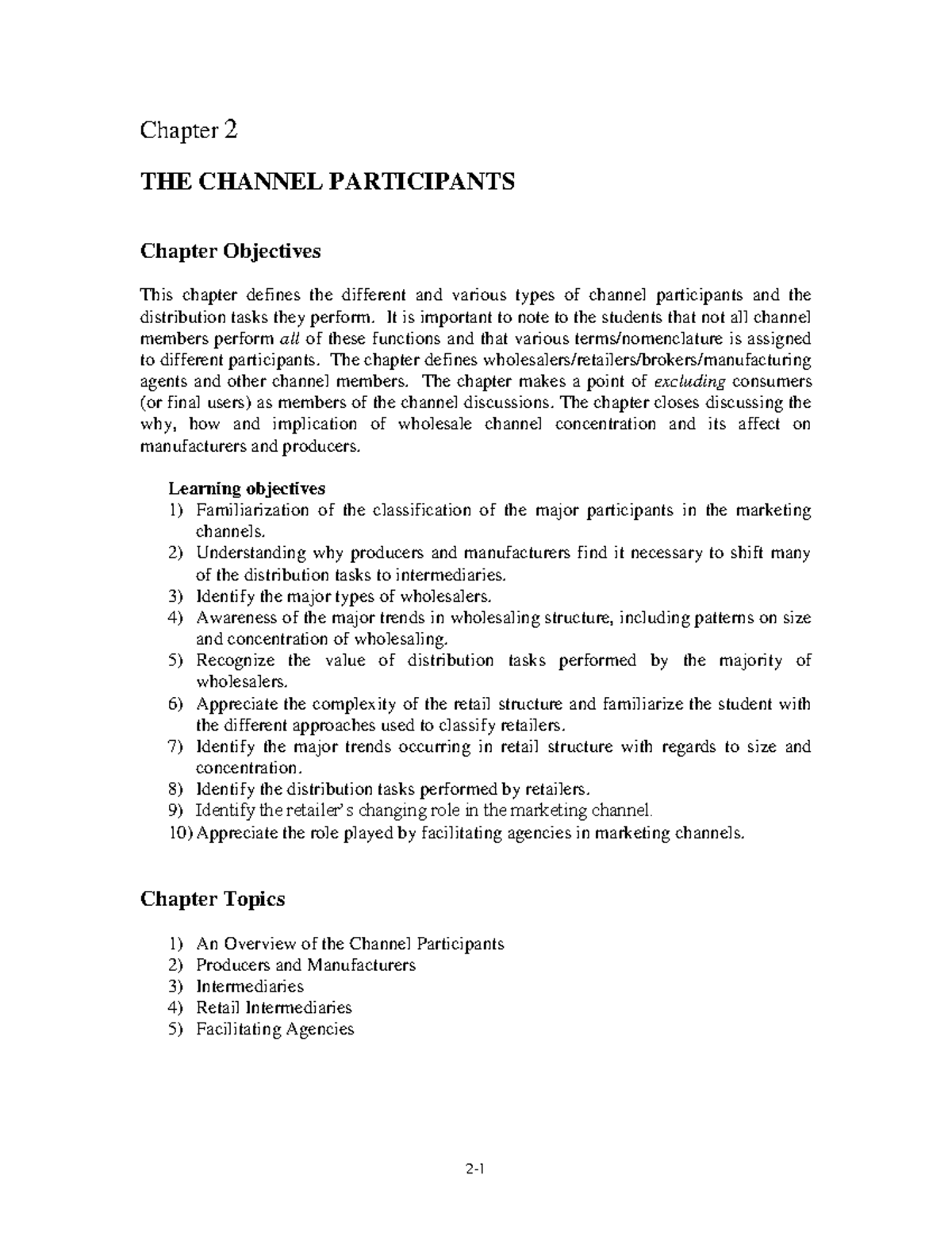 Chapter 02 3 - Marketing channels - Chapter 2 THE CHANNEL PARTICIPANTS ...