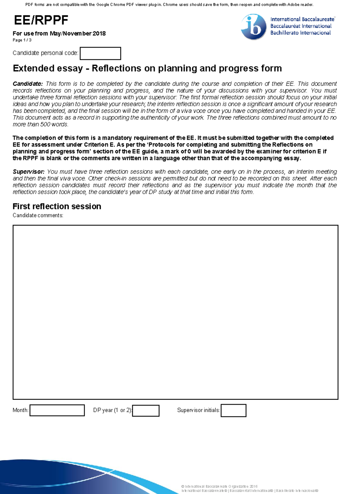 RPPF form for extended essays - © International Baccalaureate ...