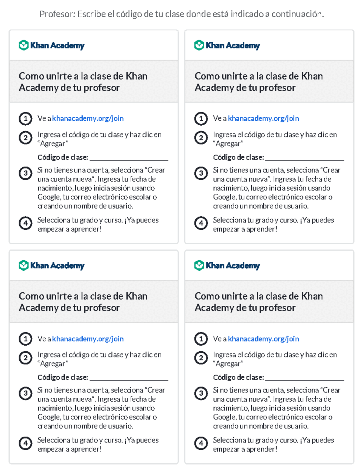 Class Codes-ES - Khan academy - Como unirte a la clase de Khan Academy de tu profesor 1 Ve a ...