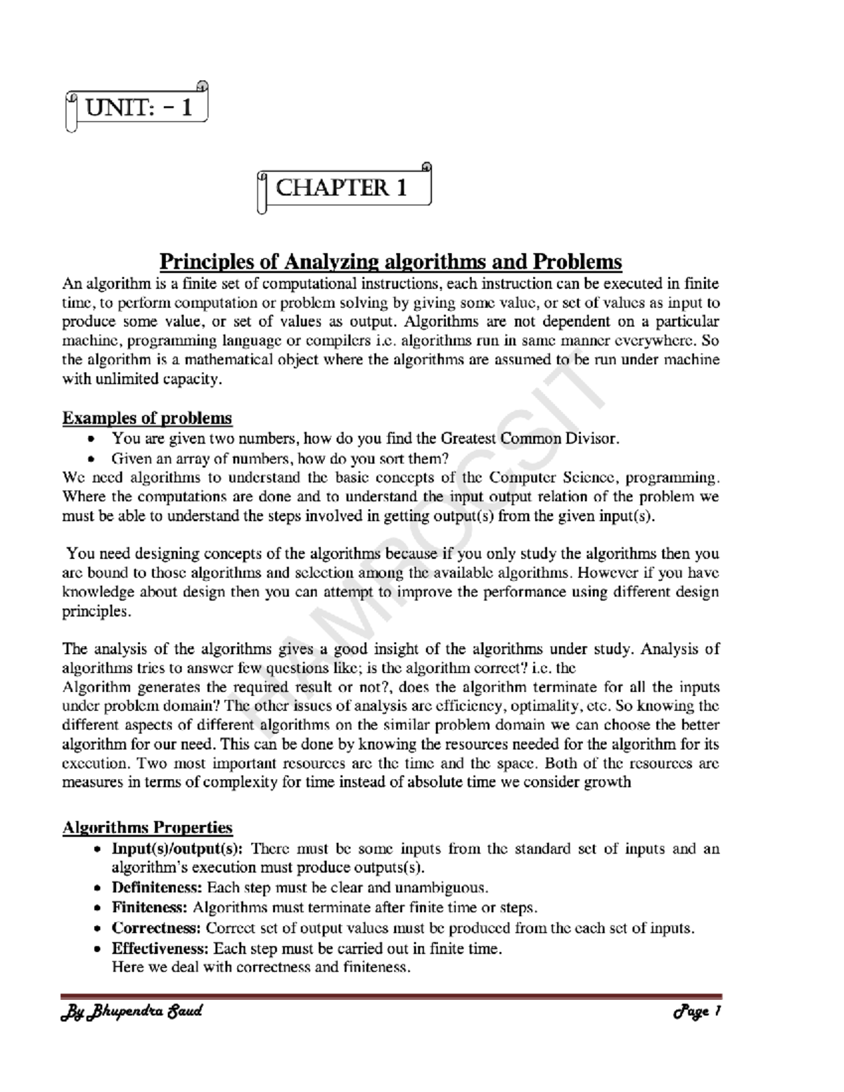 Design and Analysis of Algorithms - Text Book - Hamro CSIT - UNIT: 1 CHAPTER 1 Principles of ...