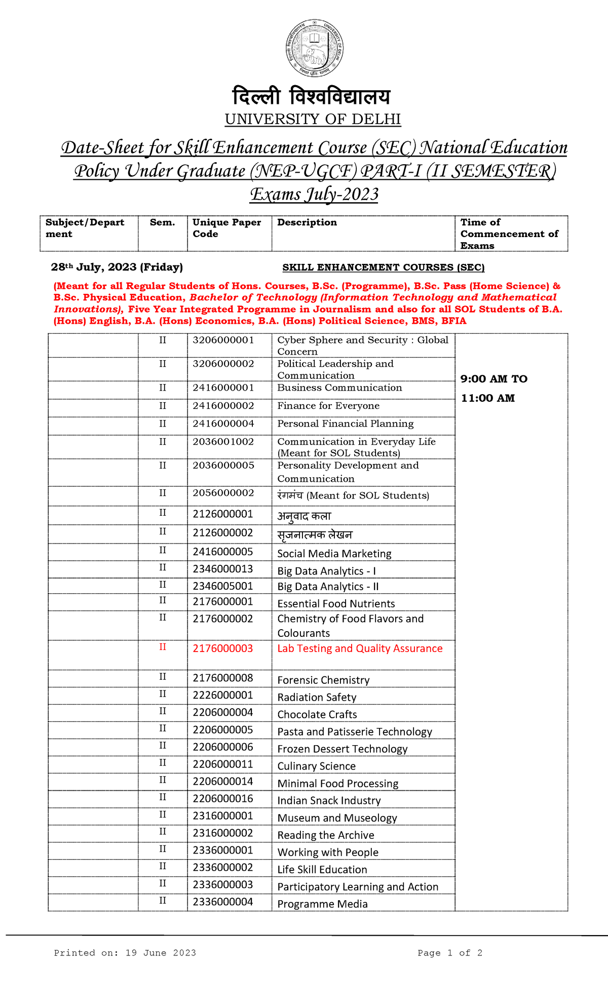 2023-06-19-SEC Paper - Printed on: 19 June 2023 Page 1 of 2 fnYyh fo ...