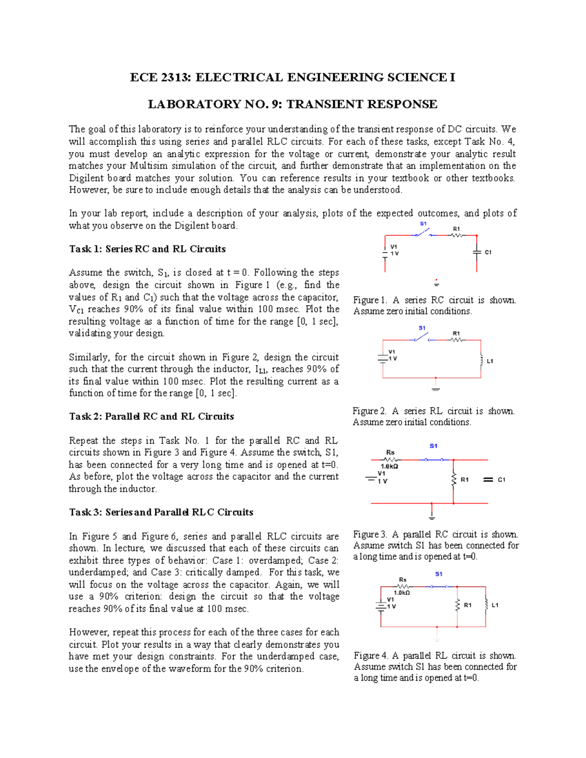 Lab 09 v00 - ECE 2313: ELECTRICAL ENGINEERING SCIENCE I LABORATORY NO ...