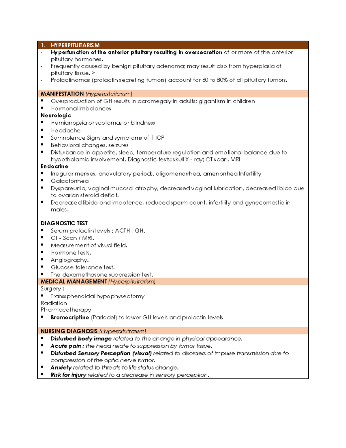 Hyperpituitarism - 1. HYPERPITUITARISM - Hyperfunction of the anterior ...
