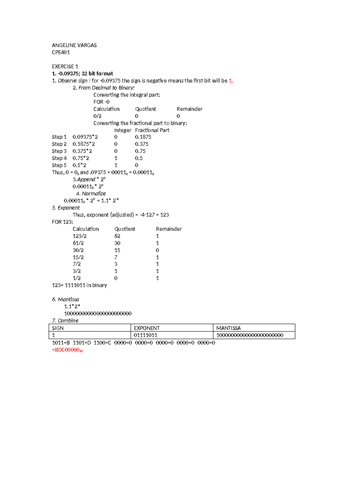 04 Practice Exercise 1 - SUBJECT: NUMERICAL METHODS - ANGELINE VARGAS CPE EXERCISE 1 -0; 32 bit ...