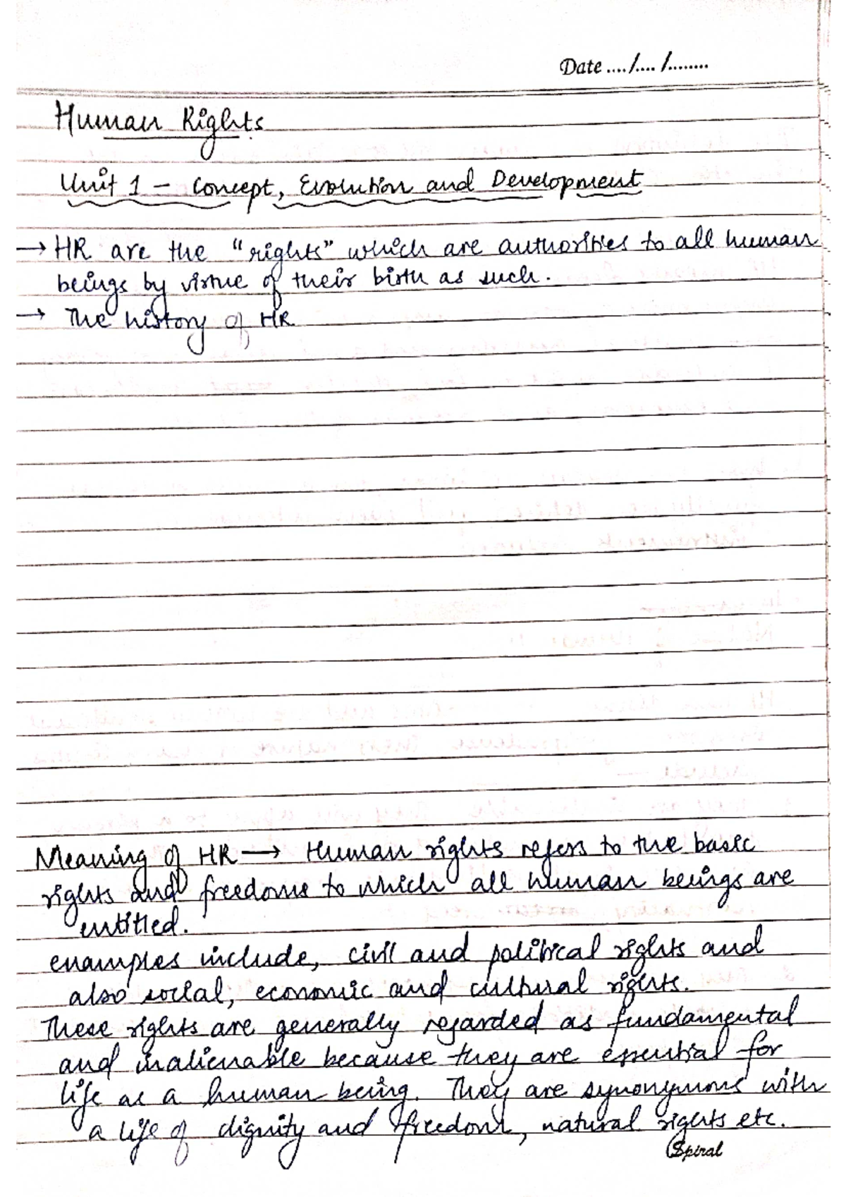 Human Rights 5th sem - Date 1. 1. Human Rights Unit 1 concept ...