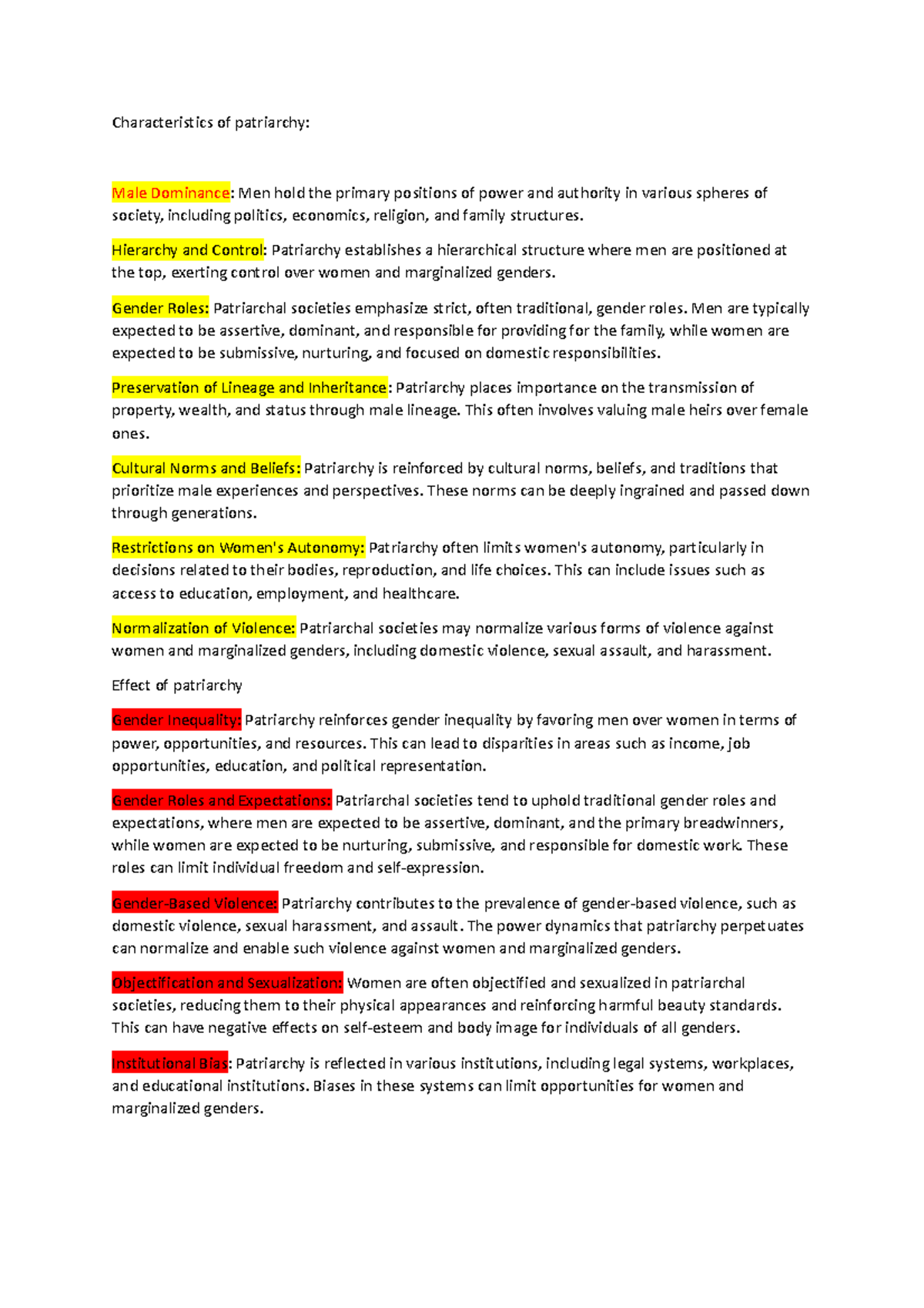 Characteristics of patriarchy - Hierarchy and Control: Patriarchy ...