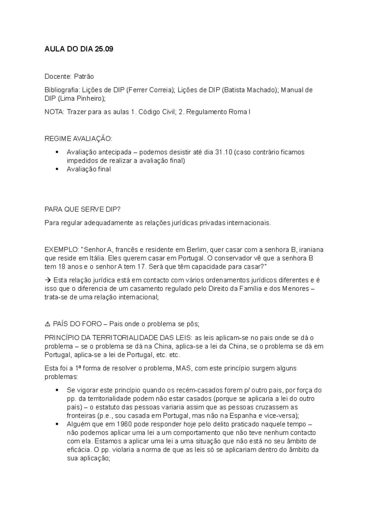 AULA 25/10 - Dr. Afonso Patrão - AULA DO DIA 25. Docente: Patrão ...
